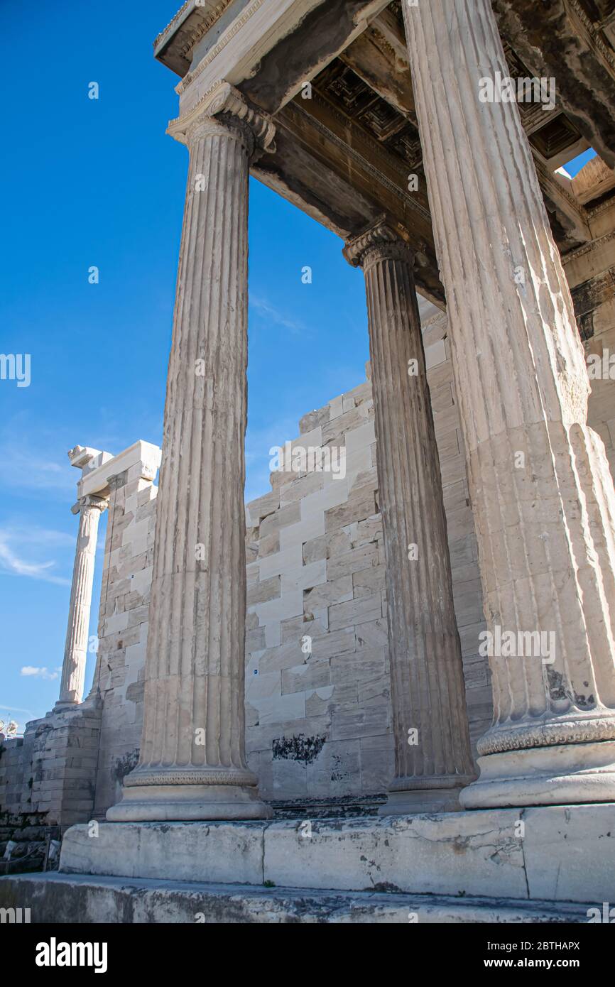 HISTORICAL COLUMNS AND ARCHITECTURE FROM ACROPOLIS, ATHENS Stock Photo ...