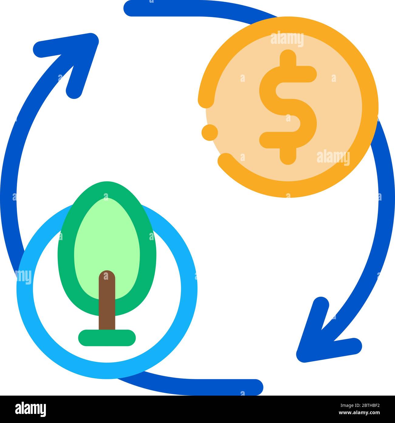 cycle of trees and money icon vector outline illustration Stock Vector ...