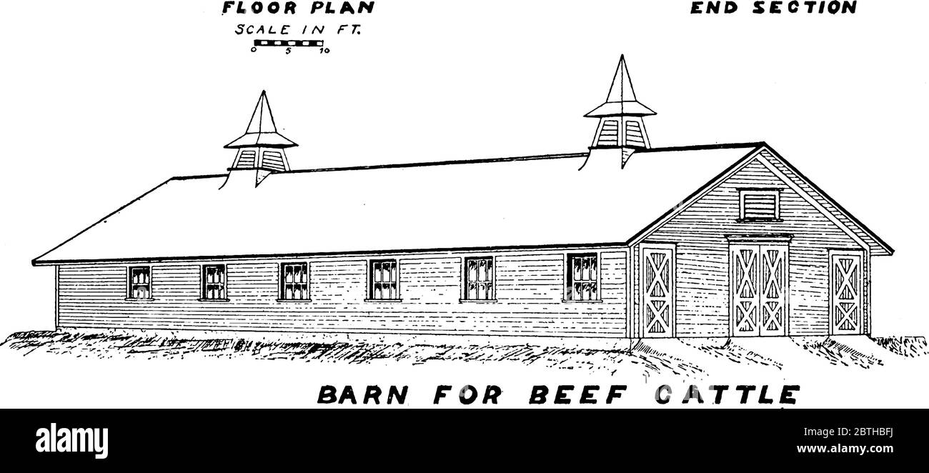 Black and white line art farm barn hi-res stock photography and images ...