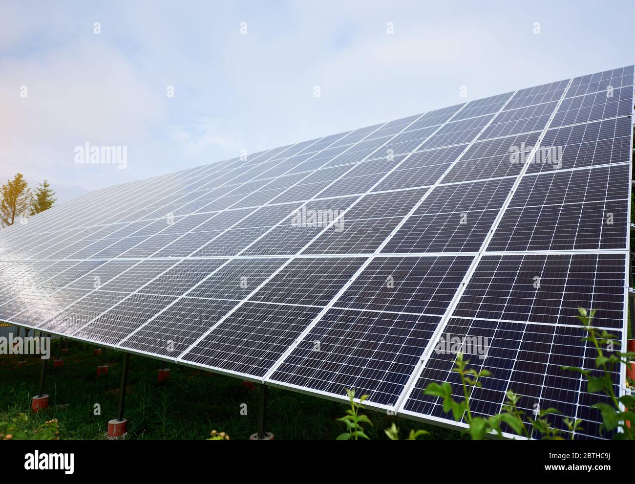Solar panels sky background. Renewable energy concept. Science ...