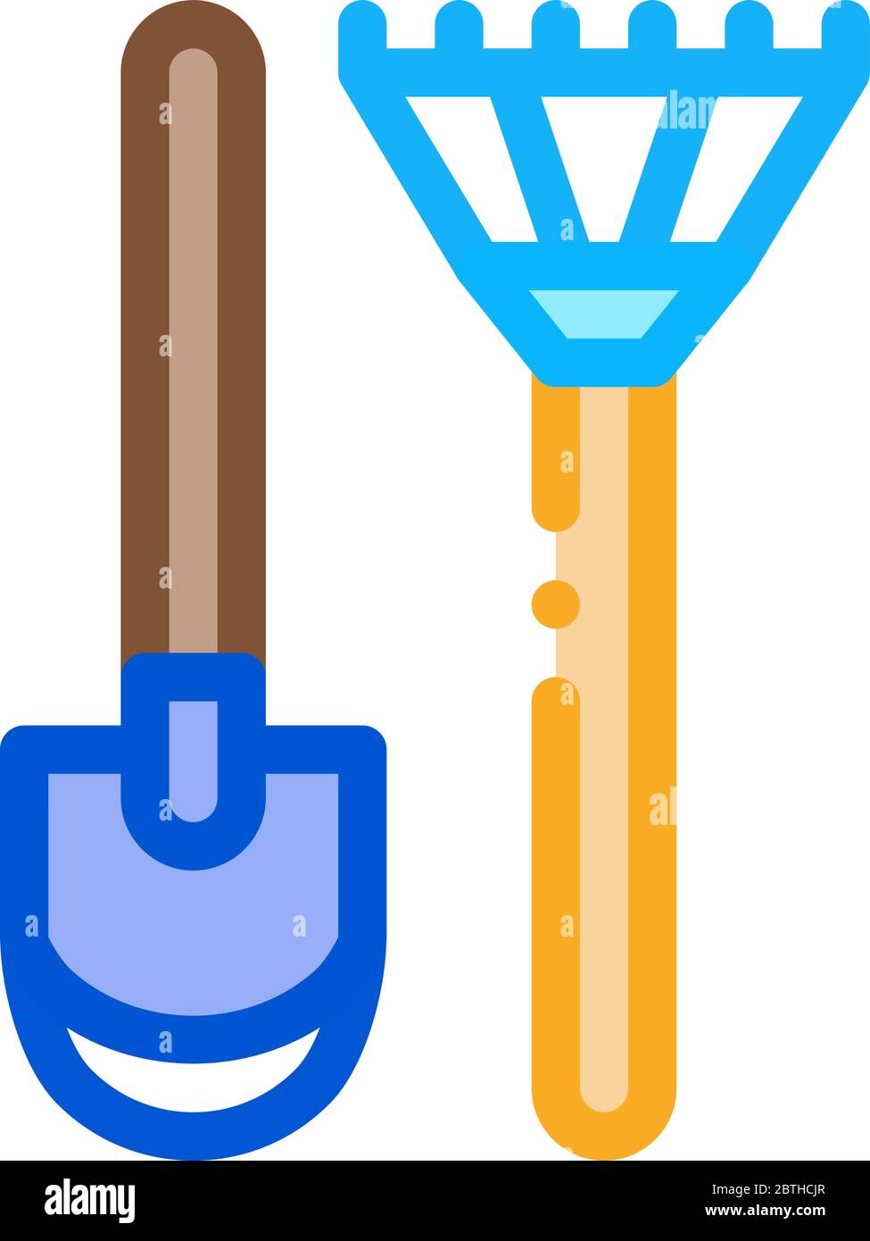 shovel and rake icon vector outline illustration Stock Vector Image ...