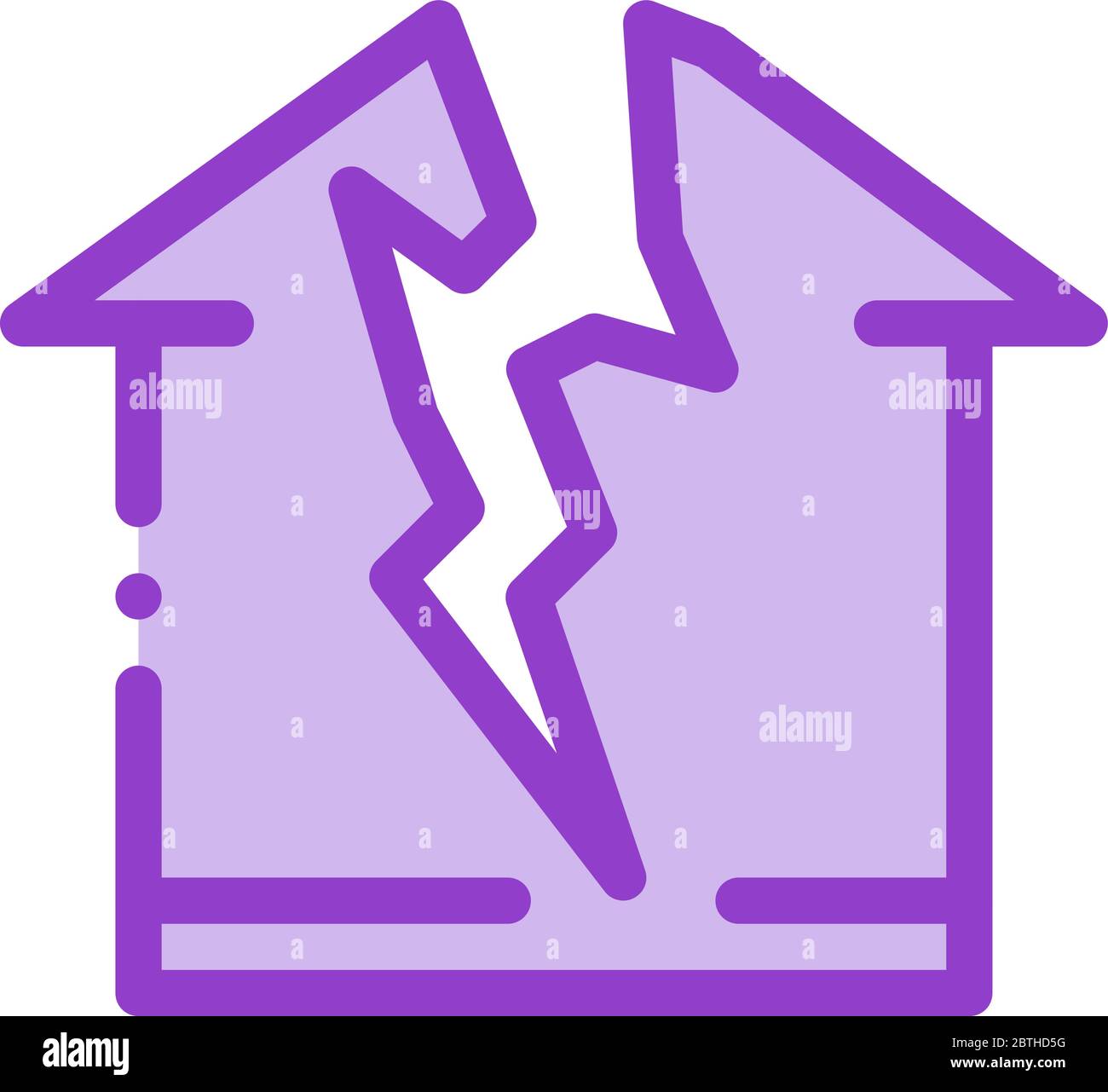 lightning destroyed house icon vector outline illustration Stock Vector ...