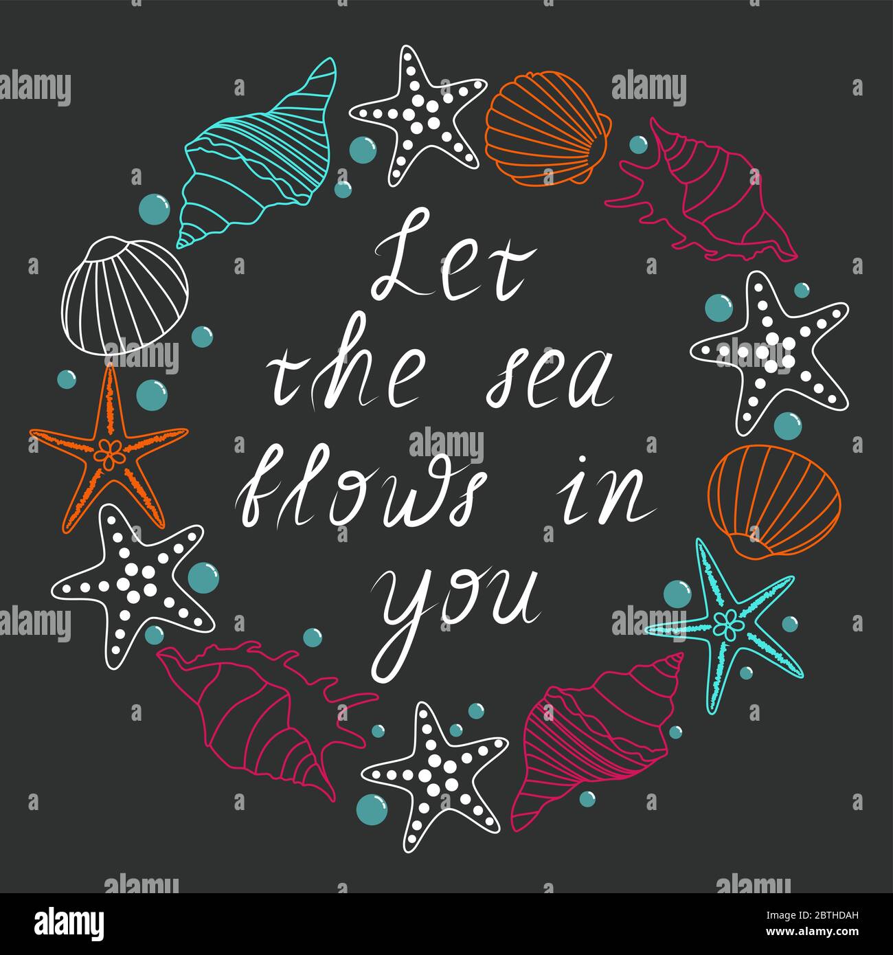 Background with seashells, round frame of sea shells, stock vector ...