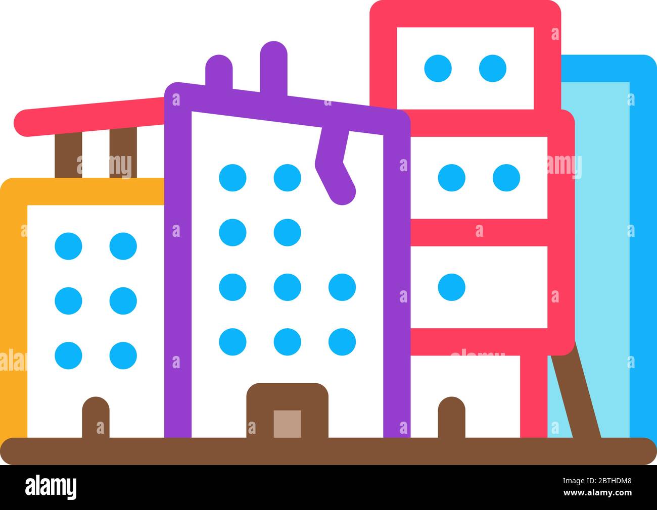 destroyed high-rise buildings icon vector outline illustration Stock ...