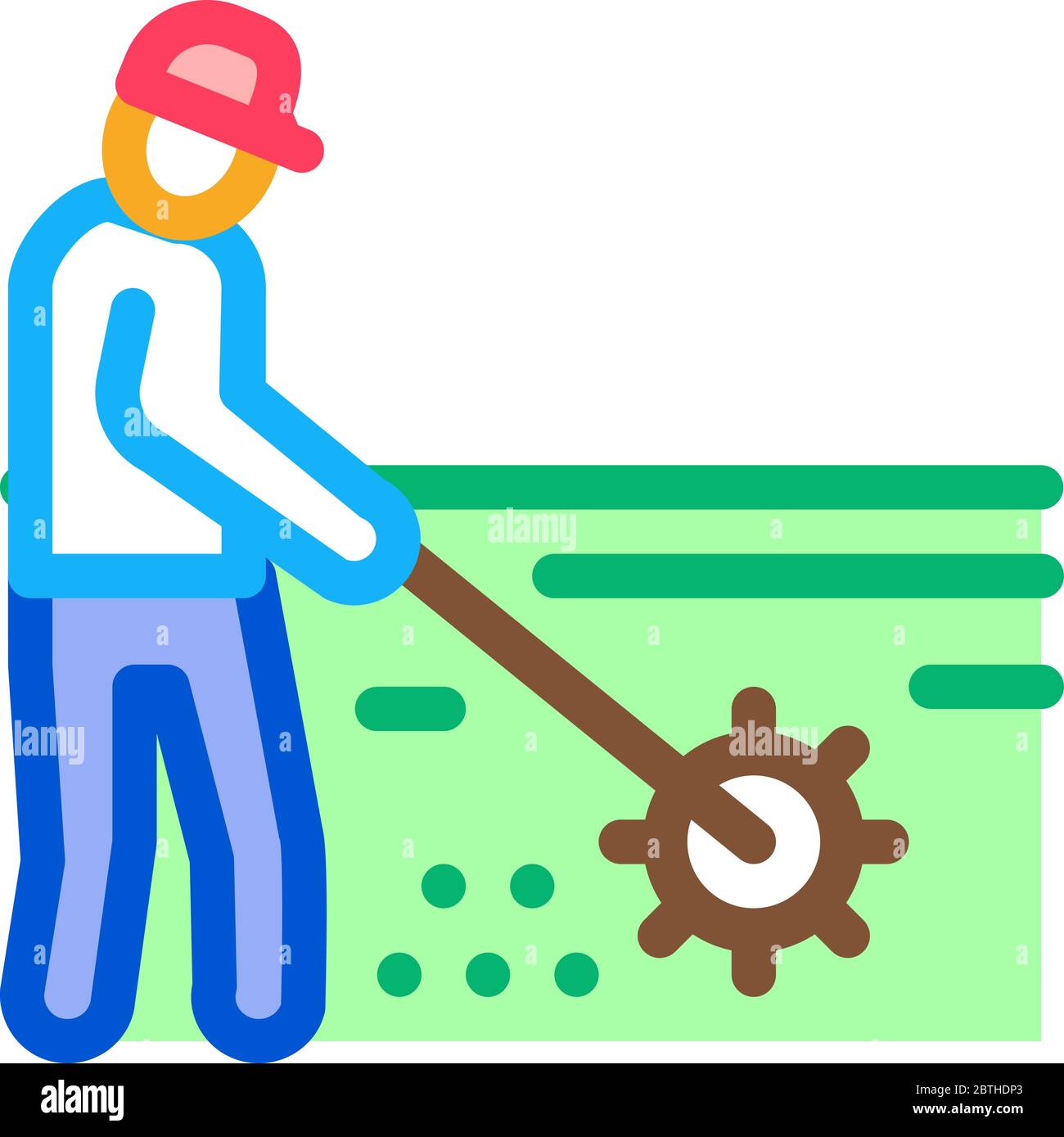garden worker with tool icon vector outline illustration Stock Vector ...