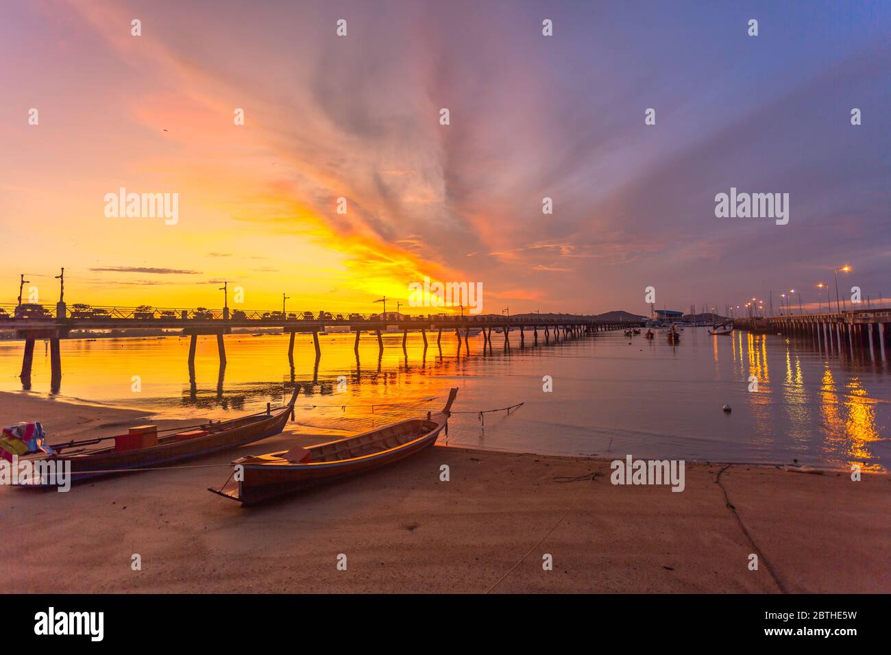sunrise at Chalong pier. Chalong bay is the most important marina of ...