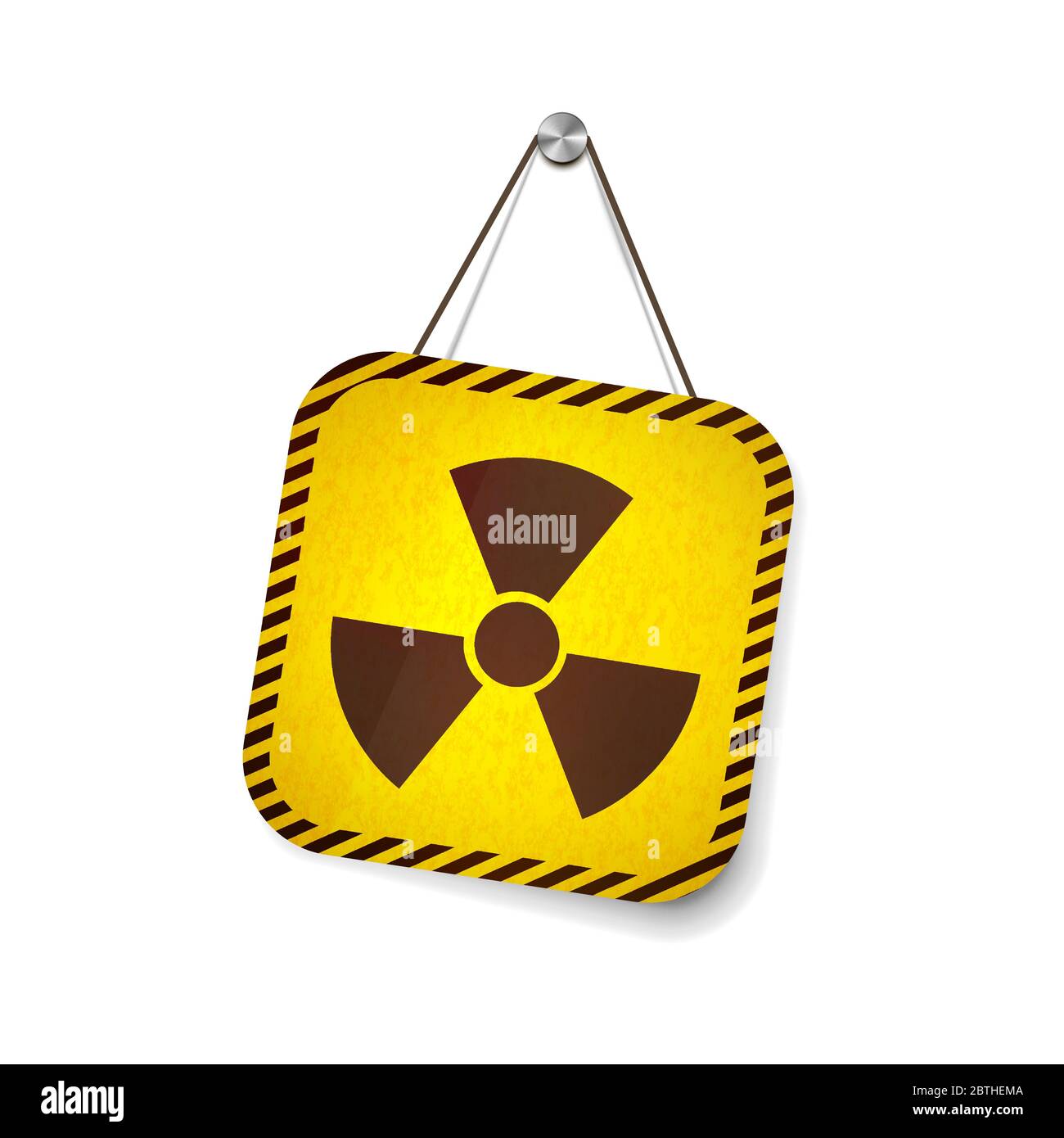 Radiation grunge warning sign hanging on the rope on white Stock Vector ...
