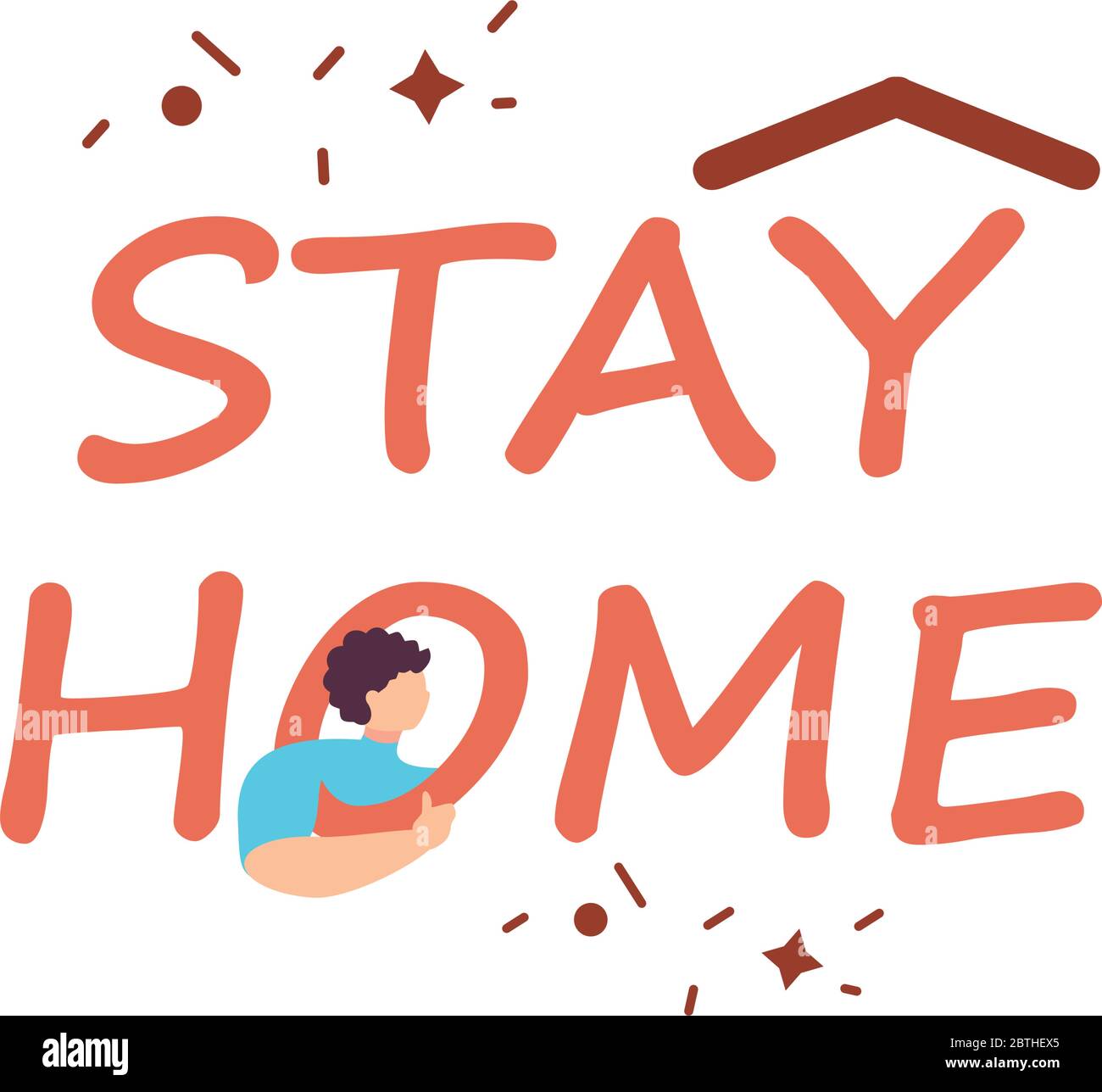 stay at home campaign with man vector illustration design Stock Vector ...