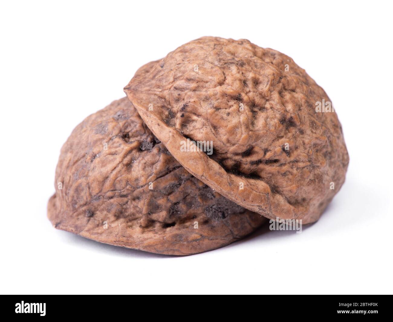 Empty shell of walnut isolated over white background Stock Photo - Alamy
