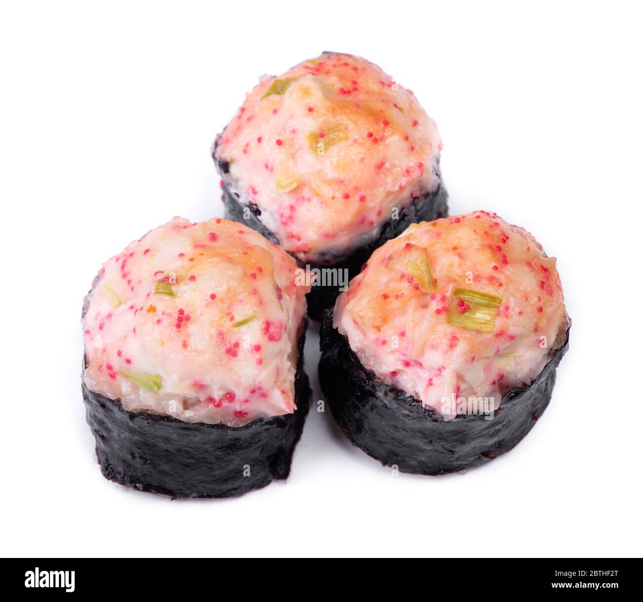 Set of three sushi isolated over white background Stock Photo - Alamy