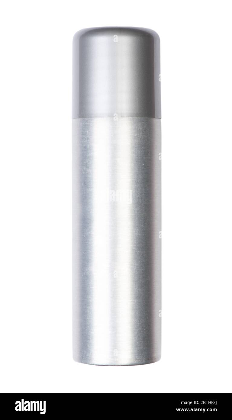 Blank aluminum spray can with closed cap isolated over white background ...