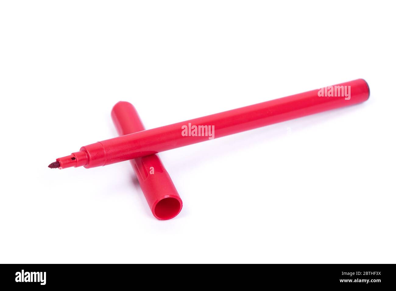 Red felt pen isolated on white background Stock Photo - Alamy