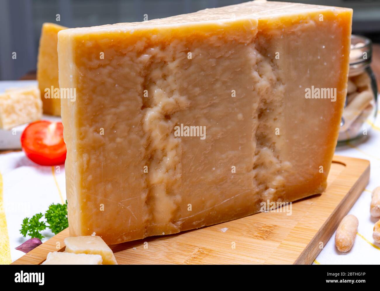 Big wedges of parmigiano-reggiano parmesan hard Italian cheese made ...