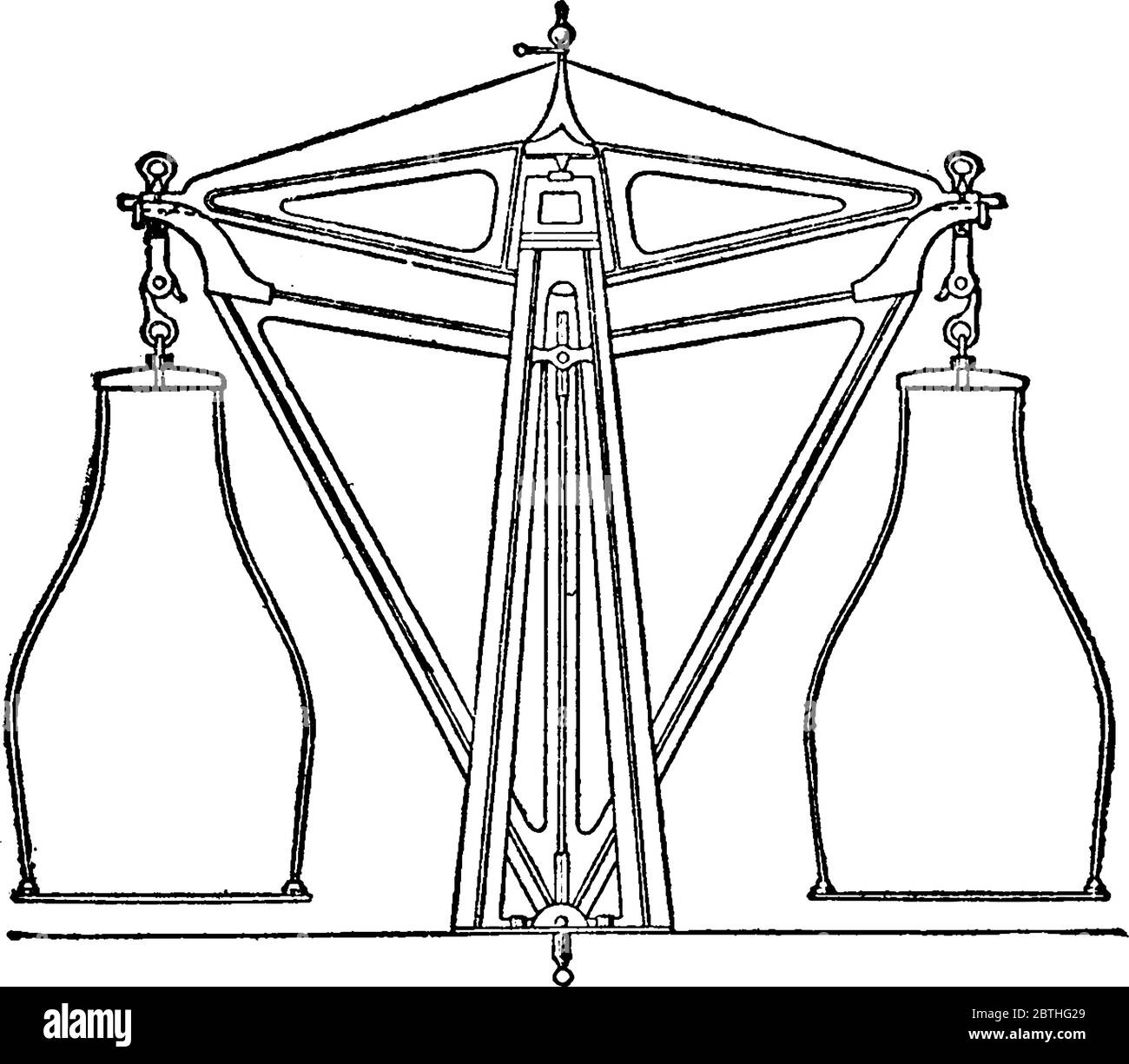 A typical representation of a Precision Balance, vintage line drawing ...