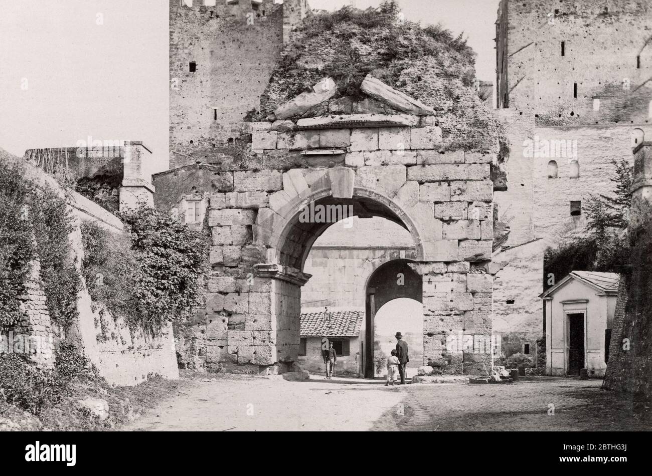 Vintage 19th century photograph- Rome, entrance to the catacombs of St ...