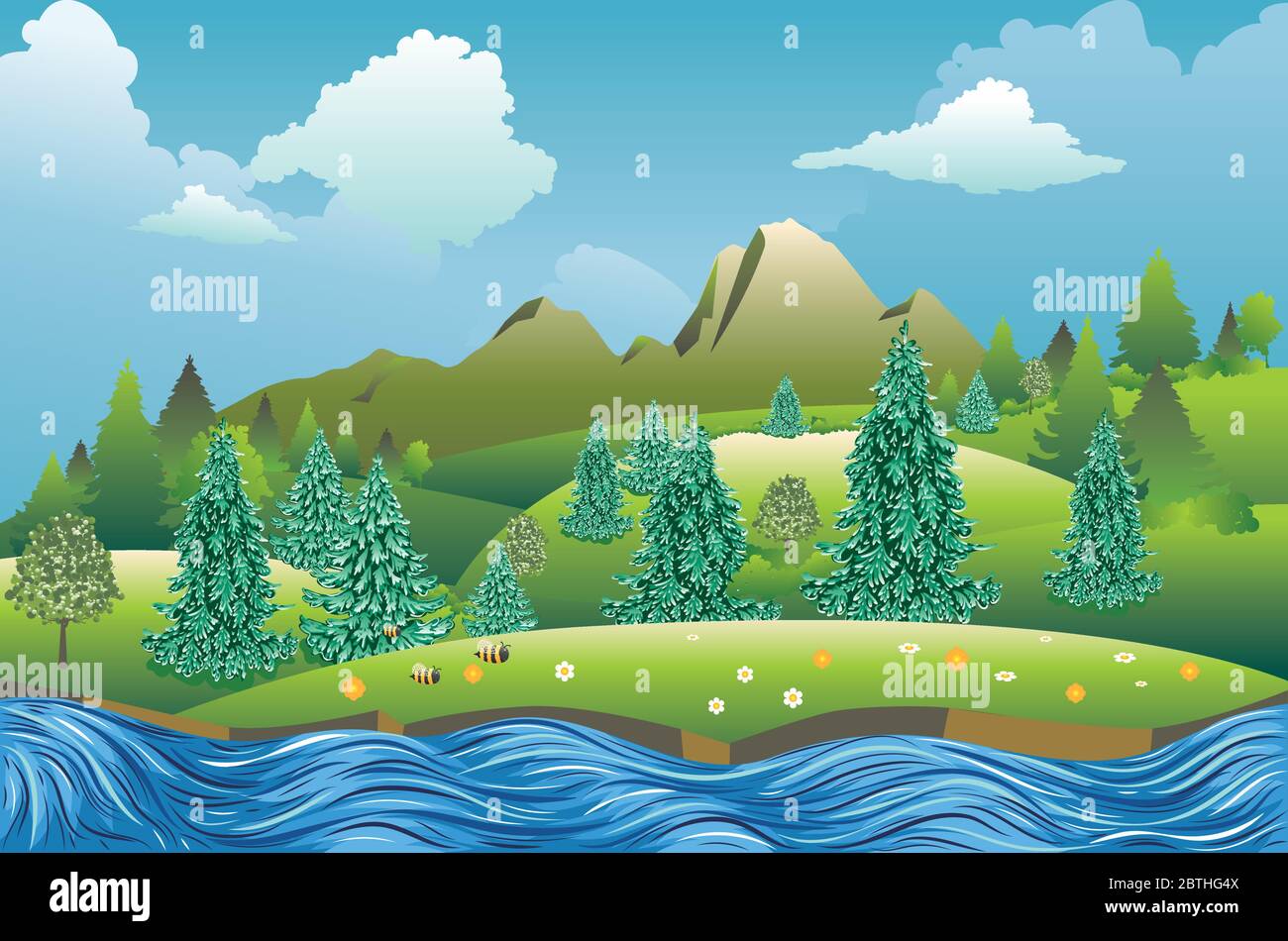 View green landscape near Stock Vector Images - Alamy