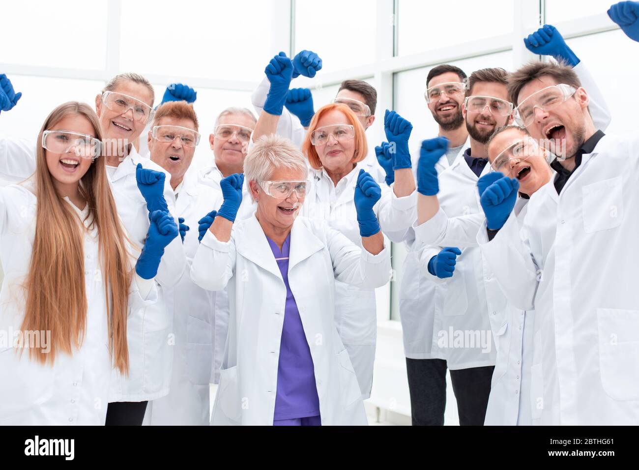 large group of medical researchers showing their success Stock Photo ...