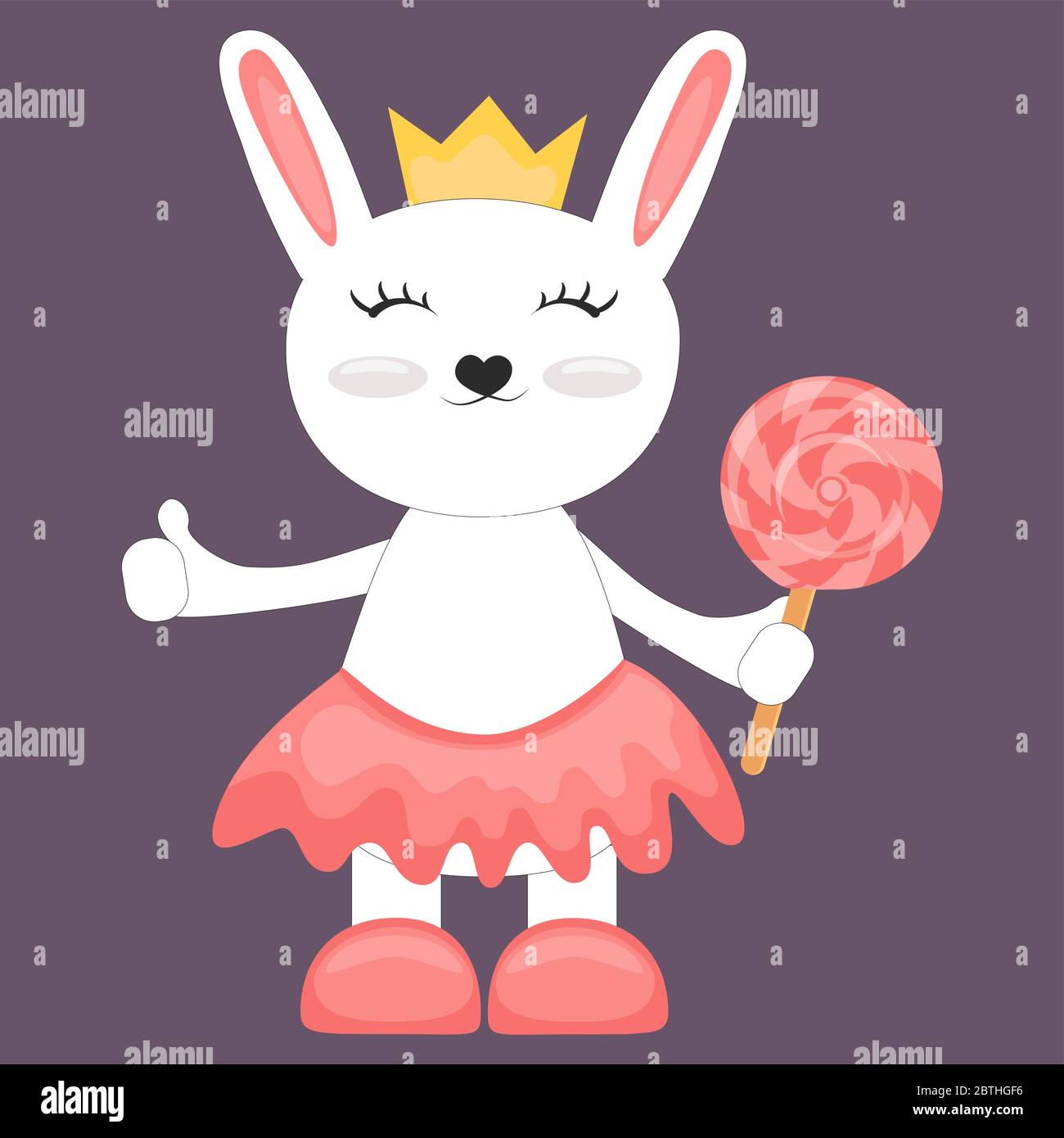 Cute bunny princess with candy stock vector illustration Stock Vector ...