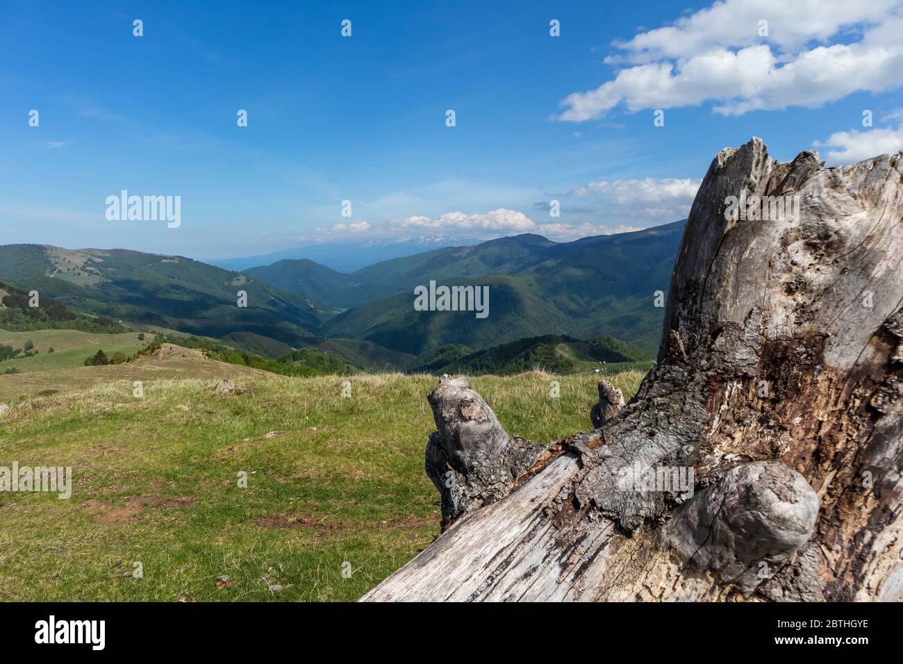 The Country of the Shepherds. Panoramic view over Cindrel Mountains ...