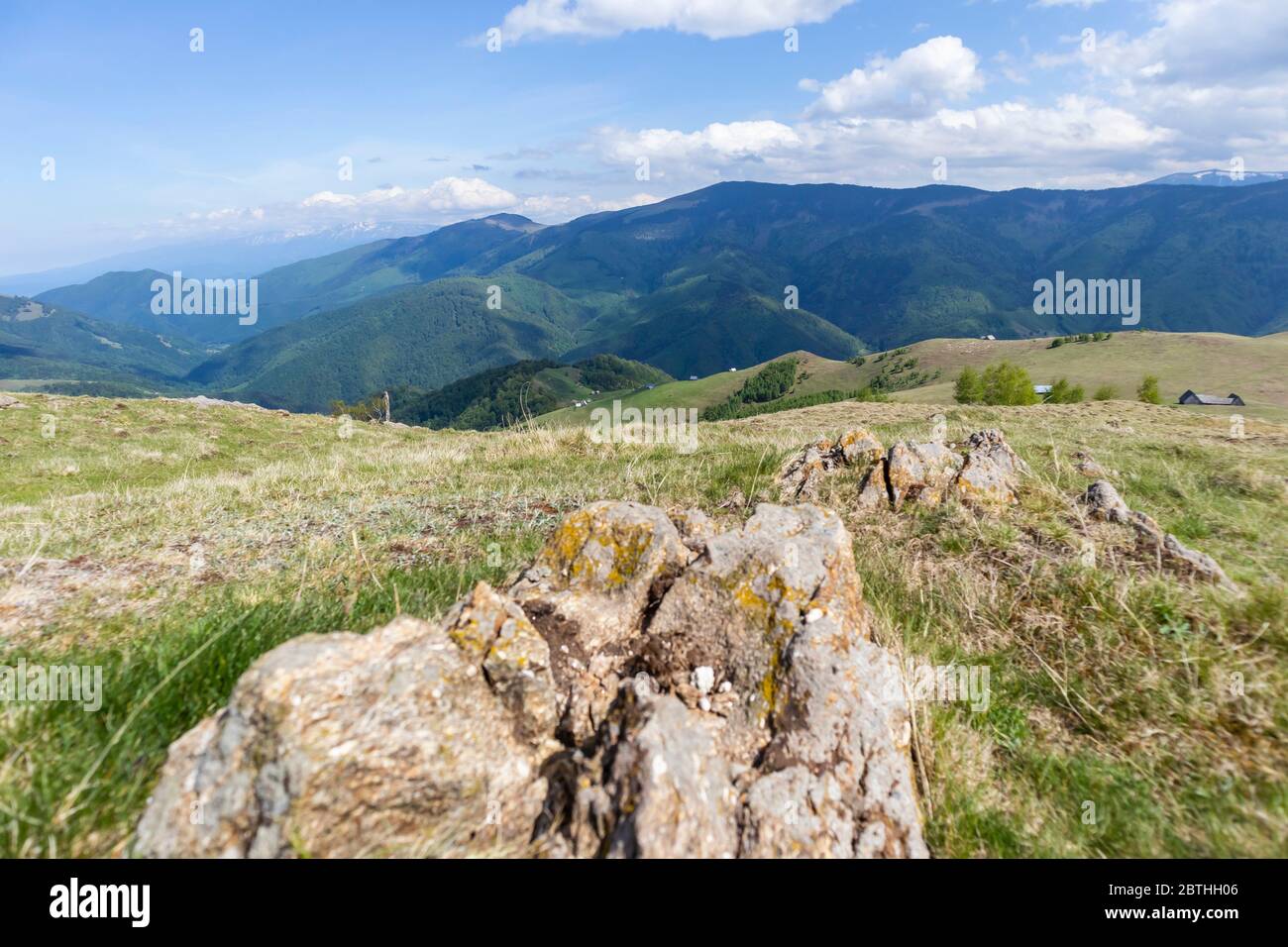 The Country of the Shepherds. Panoramic view over Cindrel Mountains ...
