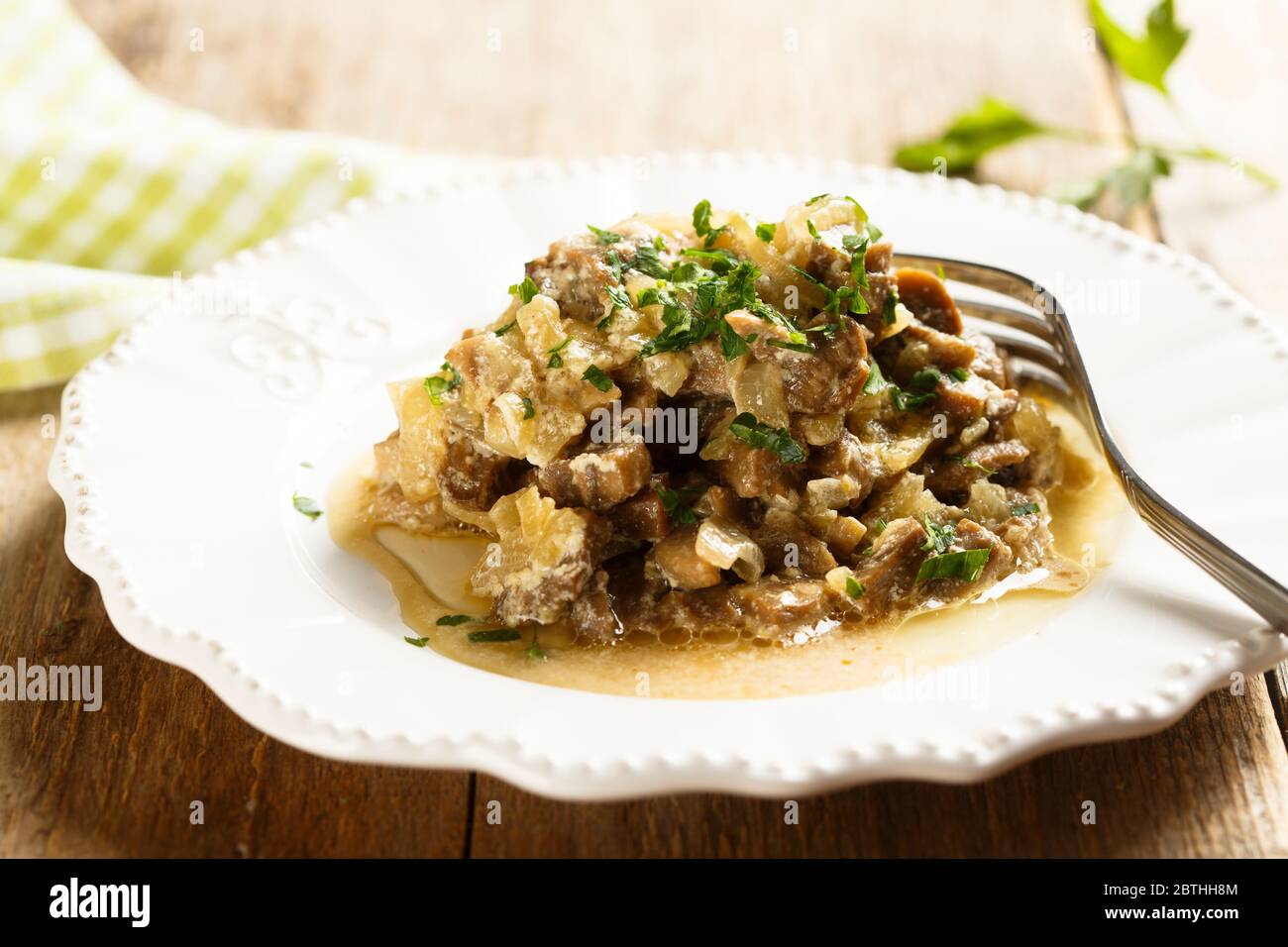 Homemade mushroom ragout with onion Stock Photo - Alamy