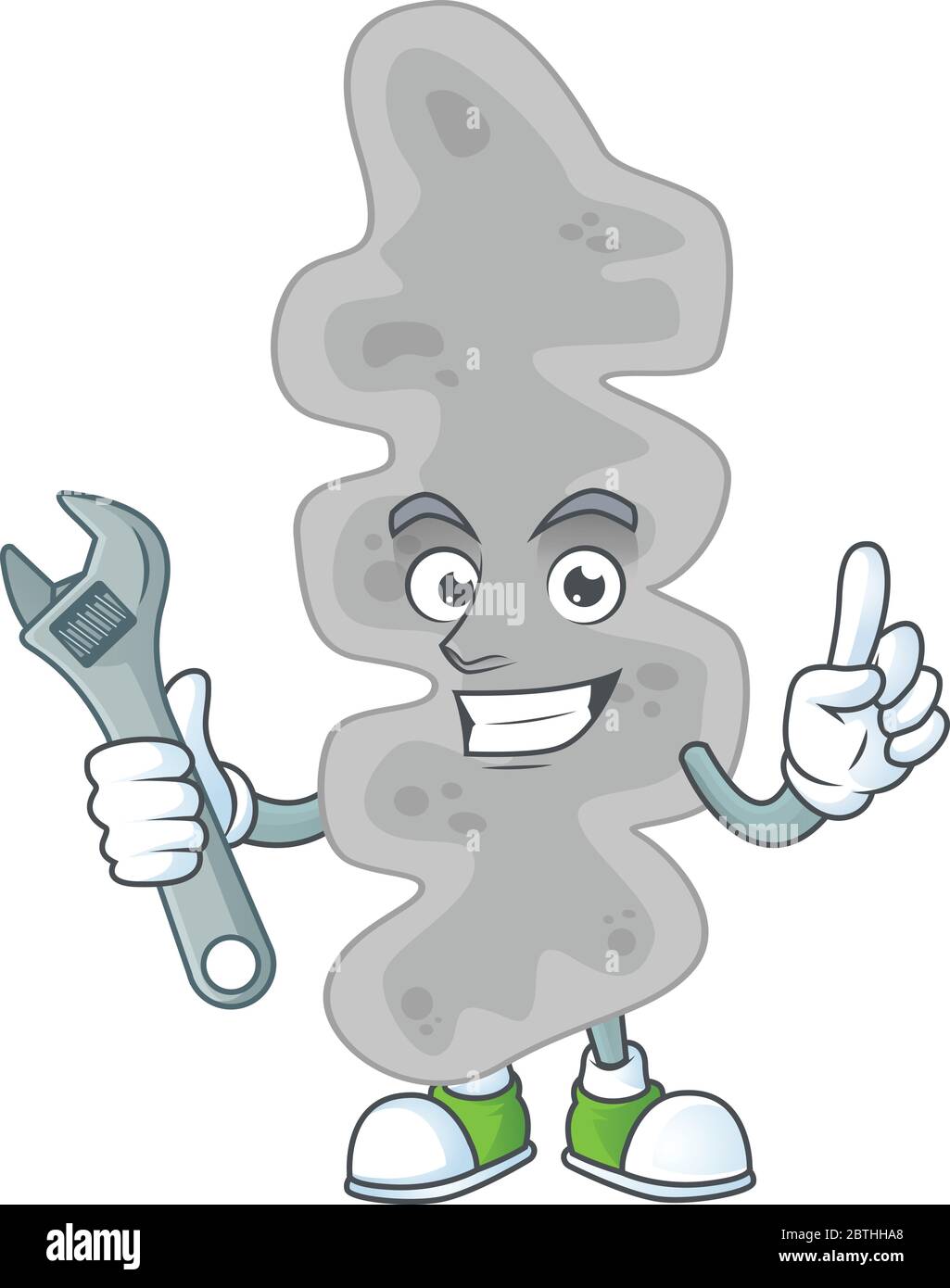 A smart mechanic leptospirillum ferriphilum cartoon mascot design fix a ...