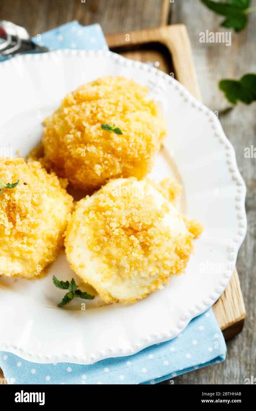 Traditional homemade sweet Austrian dumplings with plums Stock Photo ...