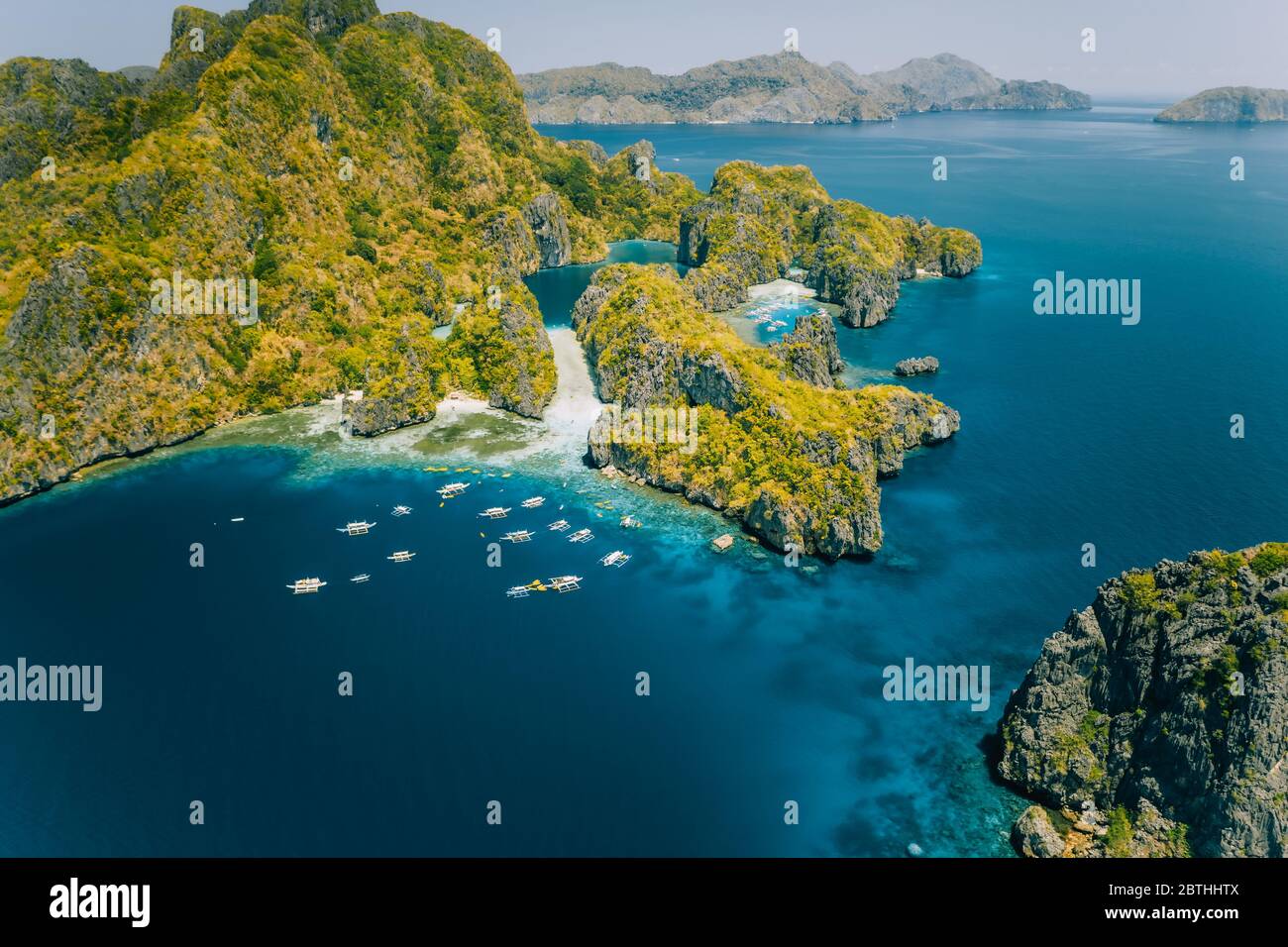 Palawan, Philippines aerial view of tropical Miniloc island. Tourism ...