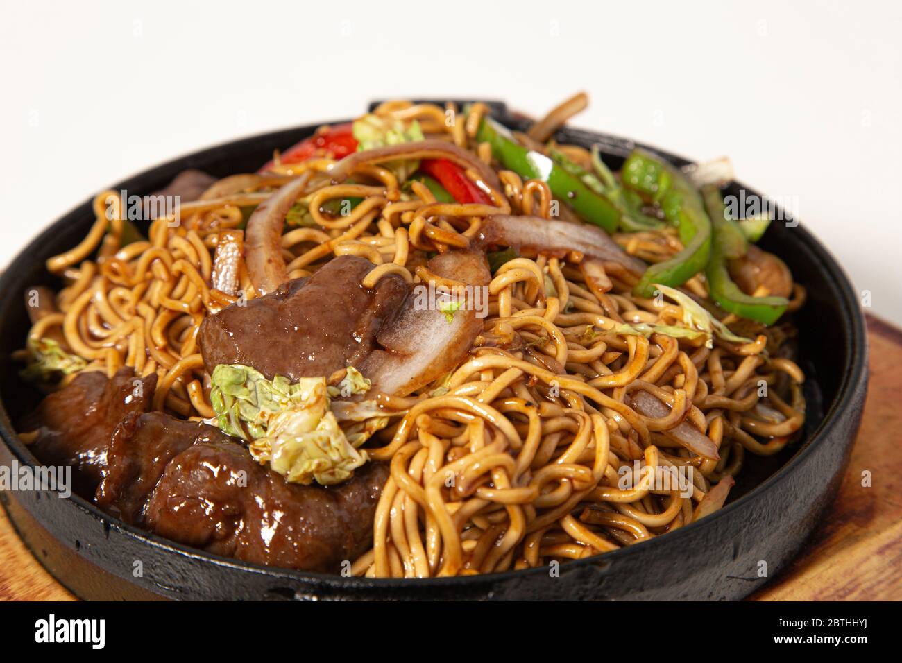 Yakisoba bowl isolated image on white background. Japanese food Stock ...