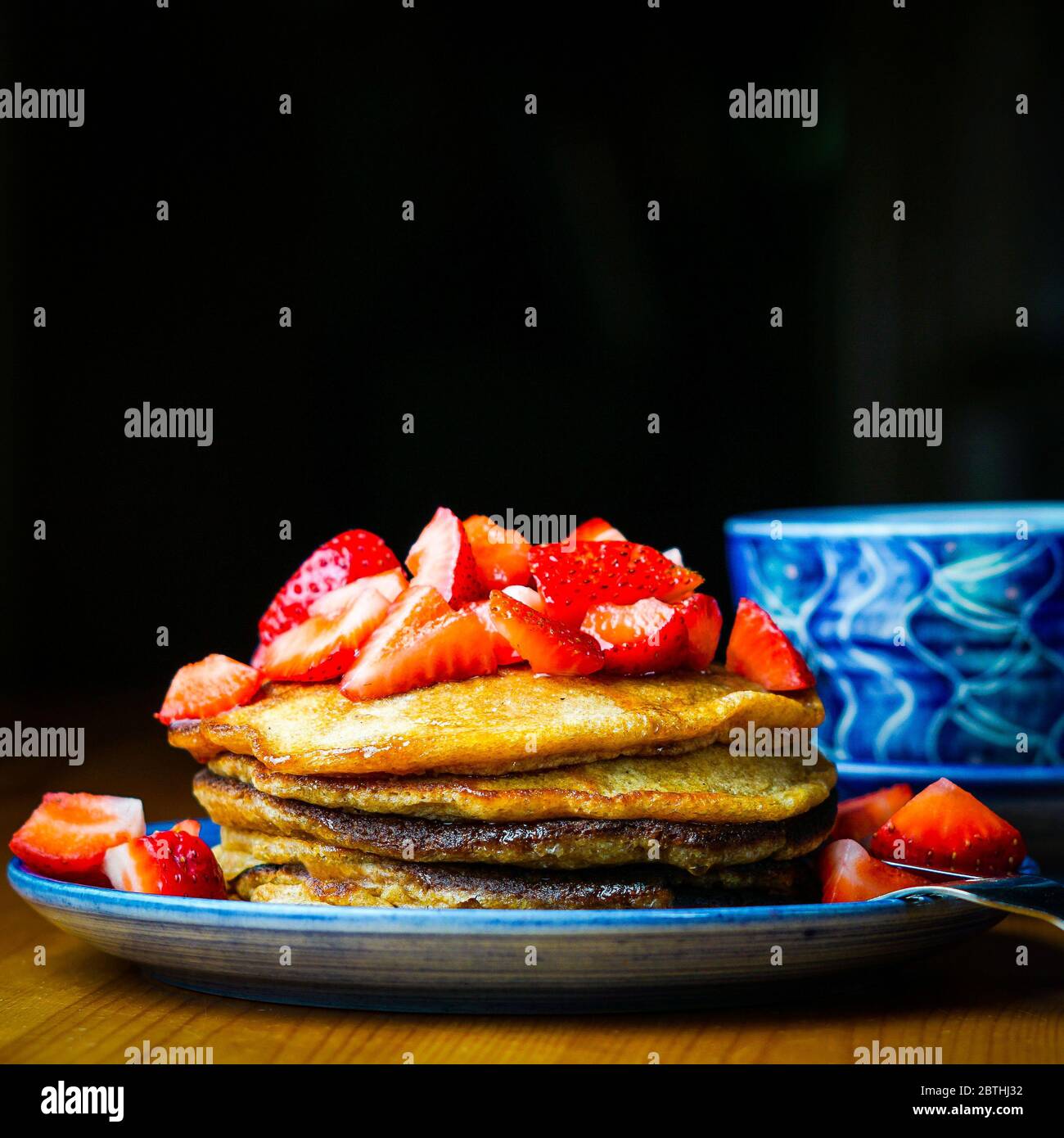 Stack of Pancakes with Strawberries Stock Photo - Alamy