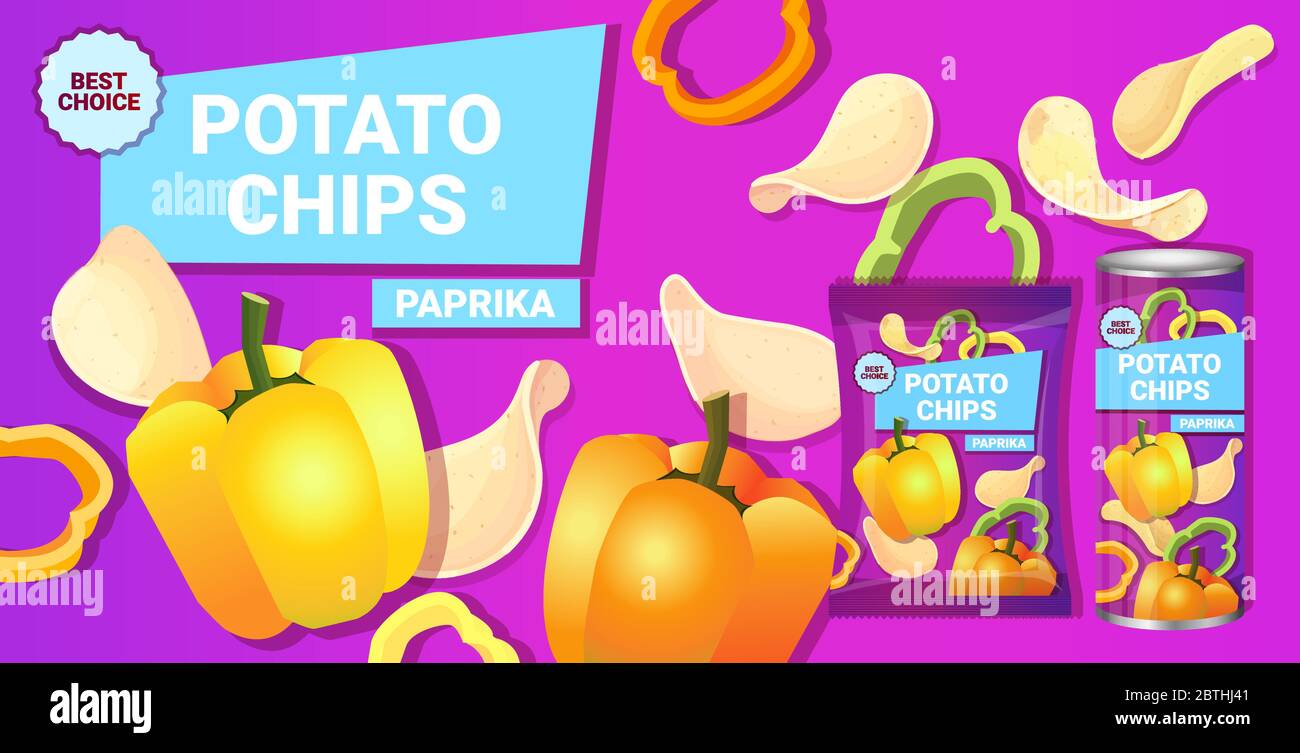 potato chips with paprika flavor advertising composition of crisps ...