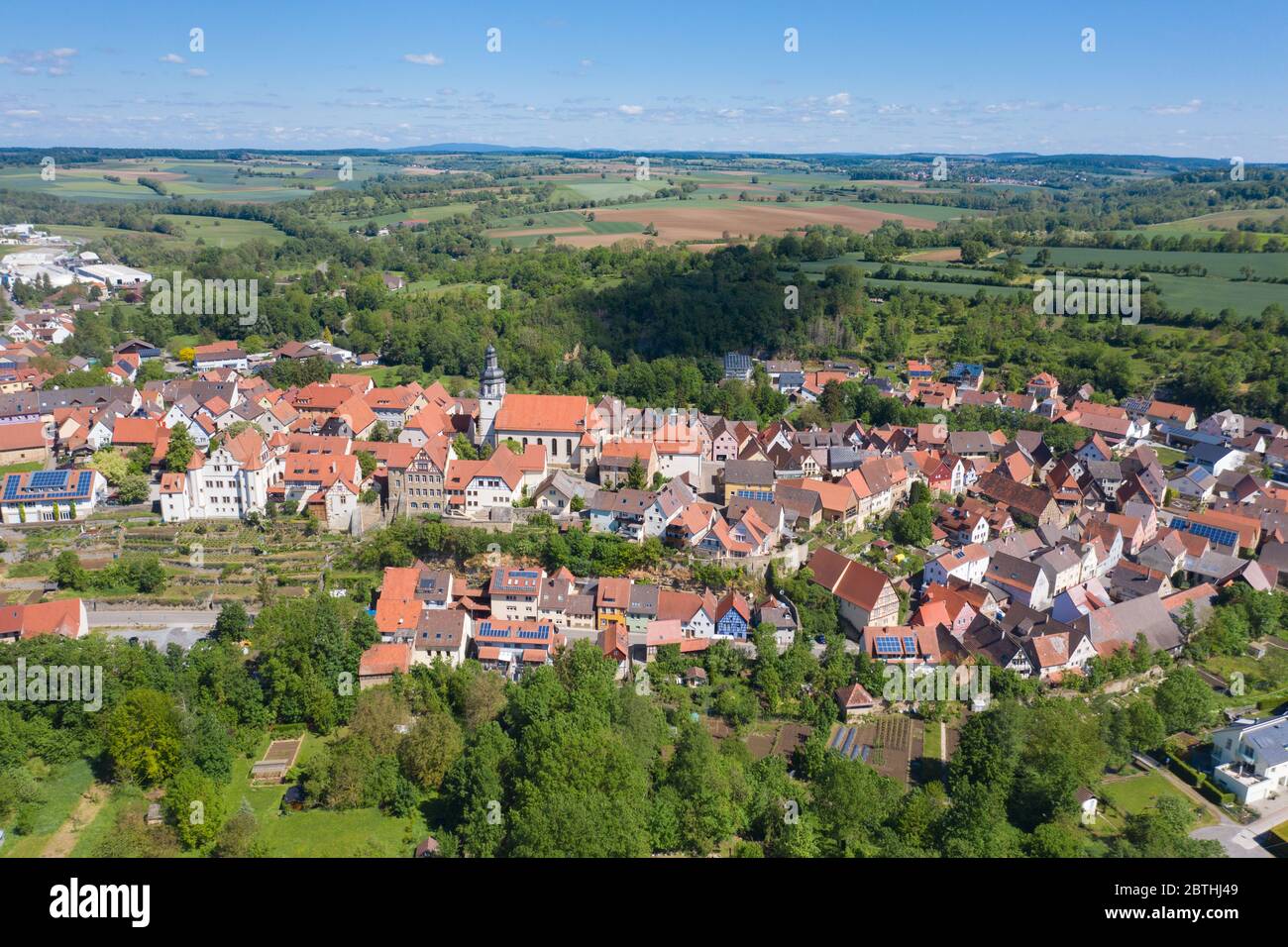 Aerial drone view, city view, Gochsheim, Baden-Wurttemberg, Germany ...