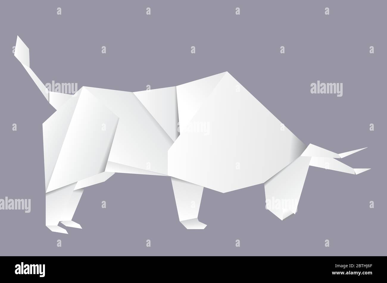 Geometric illustration of white bull origami style design Stock Vector ...