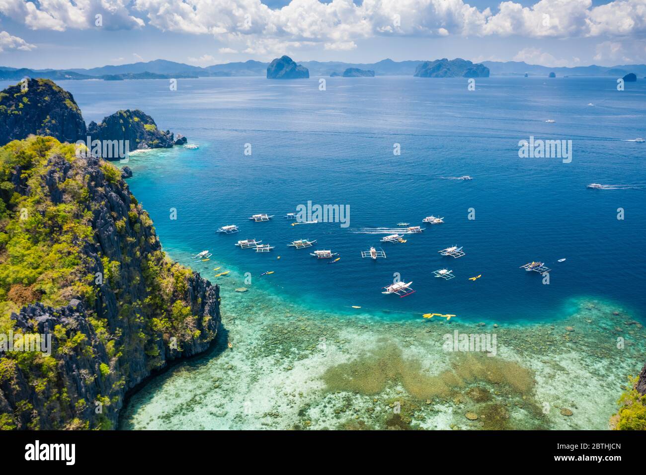 Miniloc island, Palawan, Philippines. Aerial view of tourism day trip ...