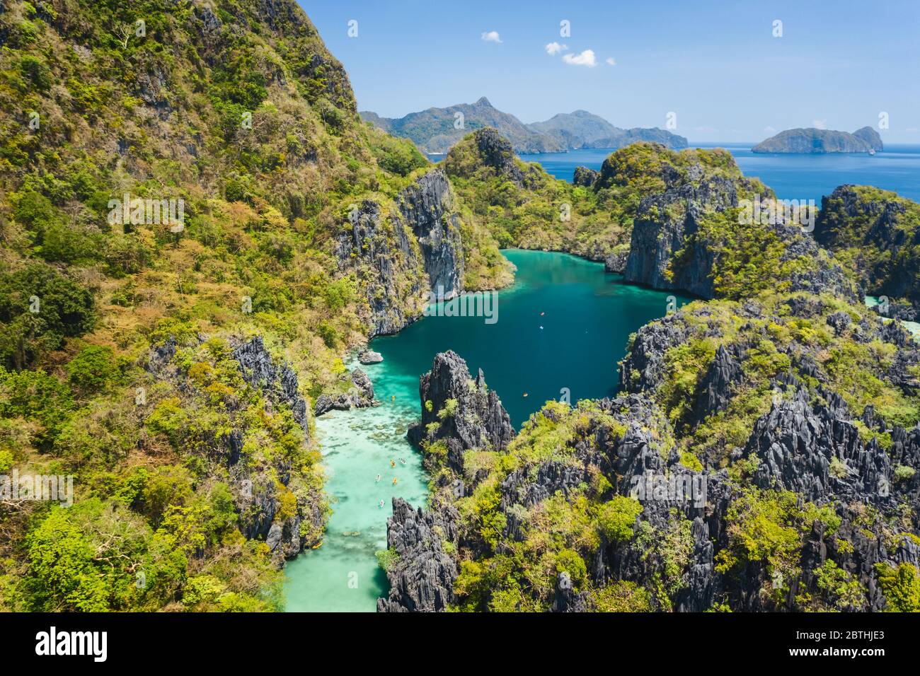 El Nido, Palawan, Philippines, aerial view of beautiful big lagoon and ...