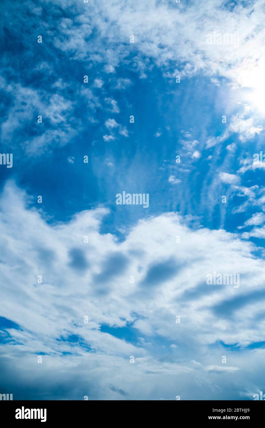 Blue sky background, vast sky landscape panoramic scene. Colorful sky ...