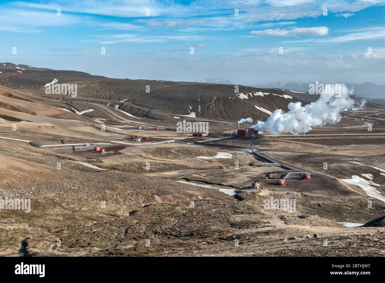 A view of the Krafla geothermal power station near Lake Mývatn in north ...