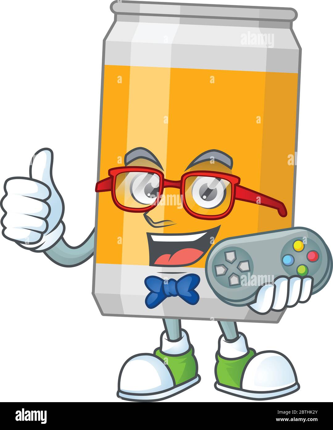 Cartoon mascot design of beer can play a game with controller Stock ...