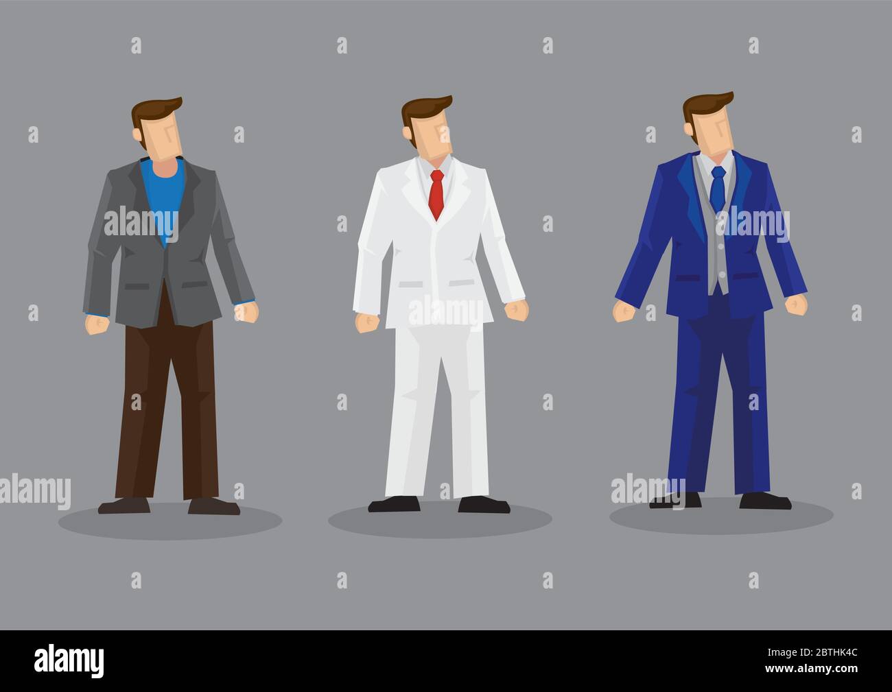 Set of three vector illustrations of faceless cartoon man wearing ...