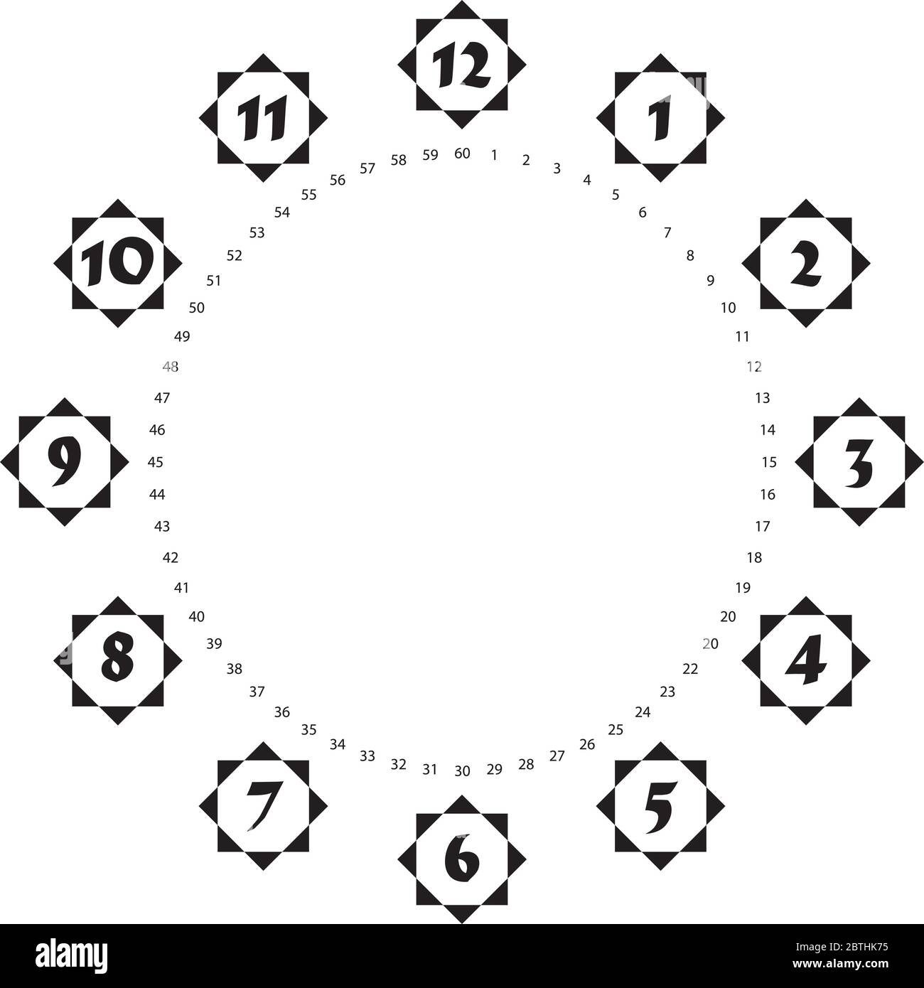 clock dial black numbers hourly on black black star forms and black ...