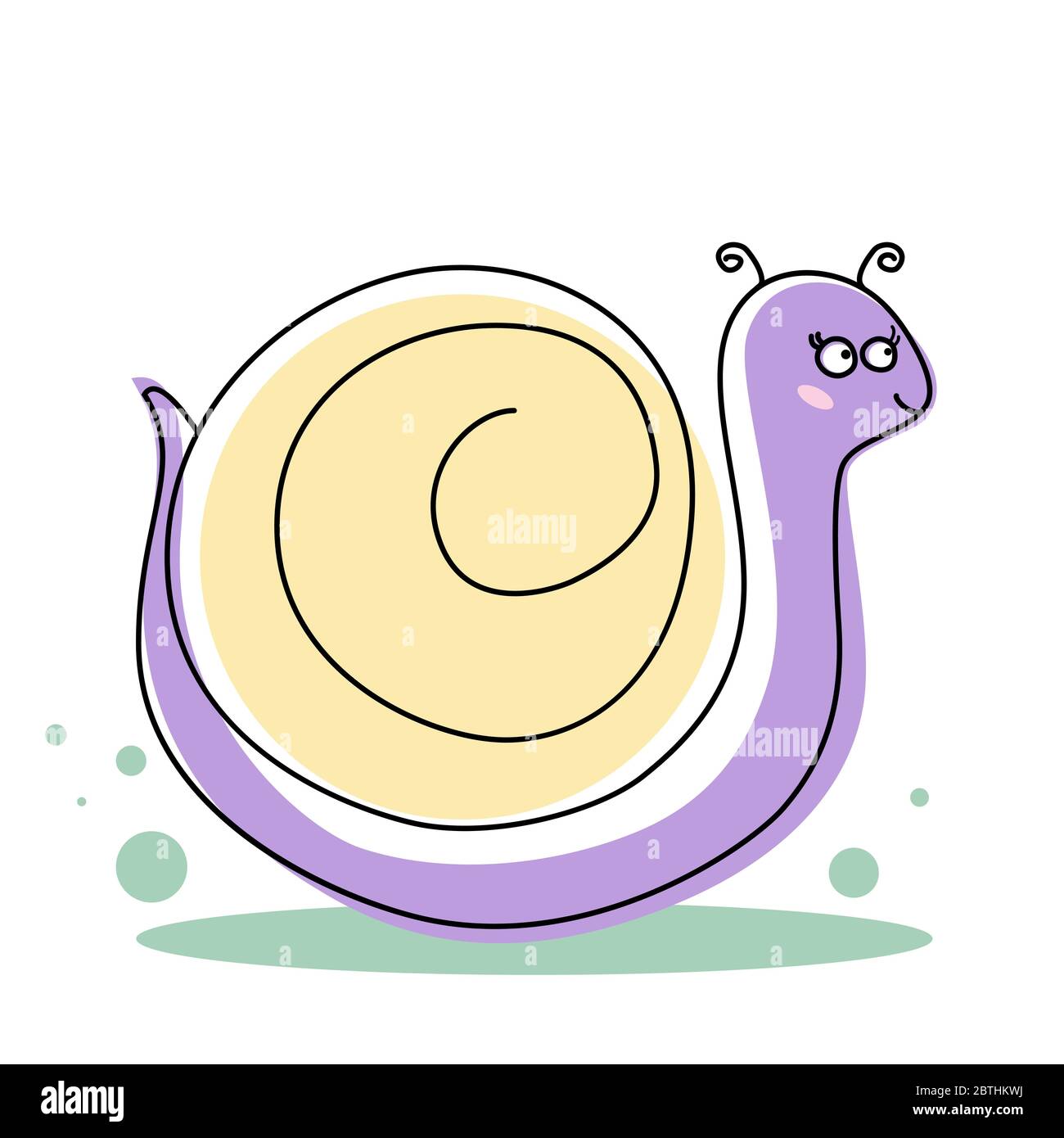 Cute snail cartoon on white background. Stock vector illustration Stock ...