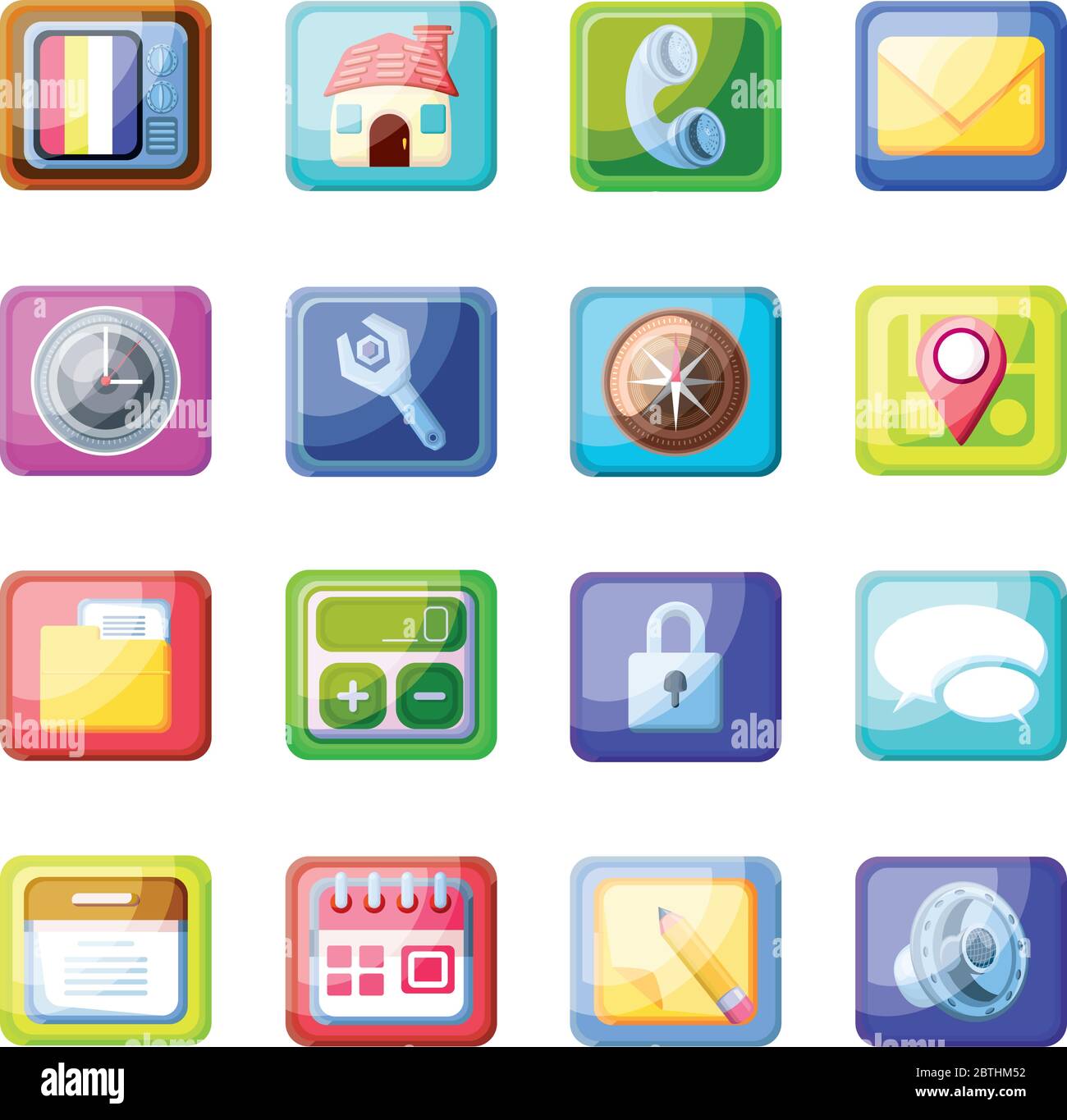 set of icons mobile app vector illustration design Stock Vector Image ...