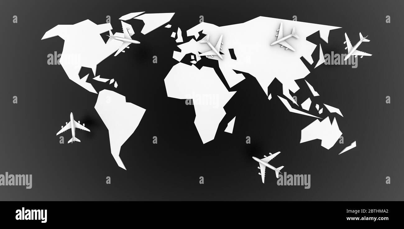 Global air traffic conceptual world map, original 3d rendering Stock ...