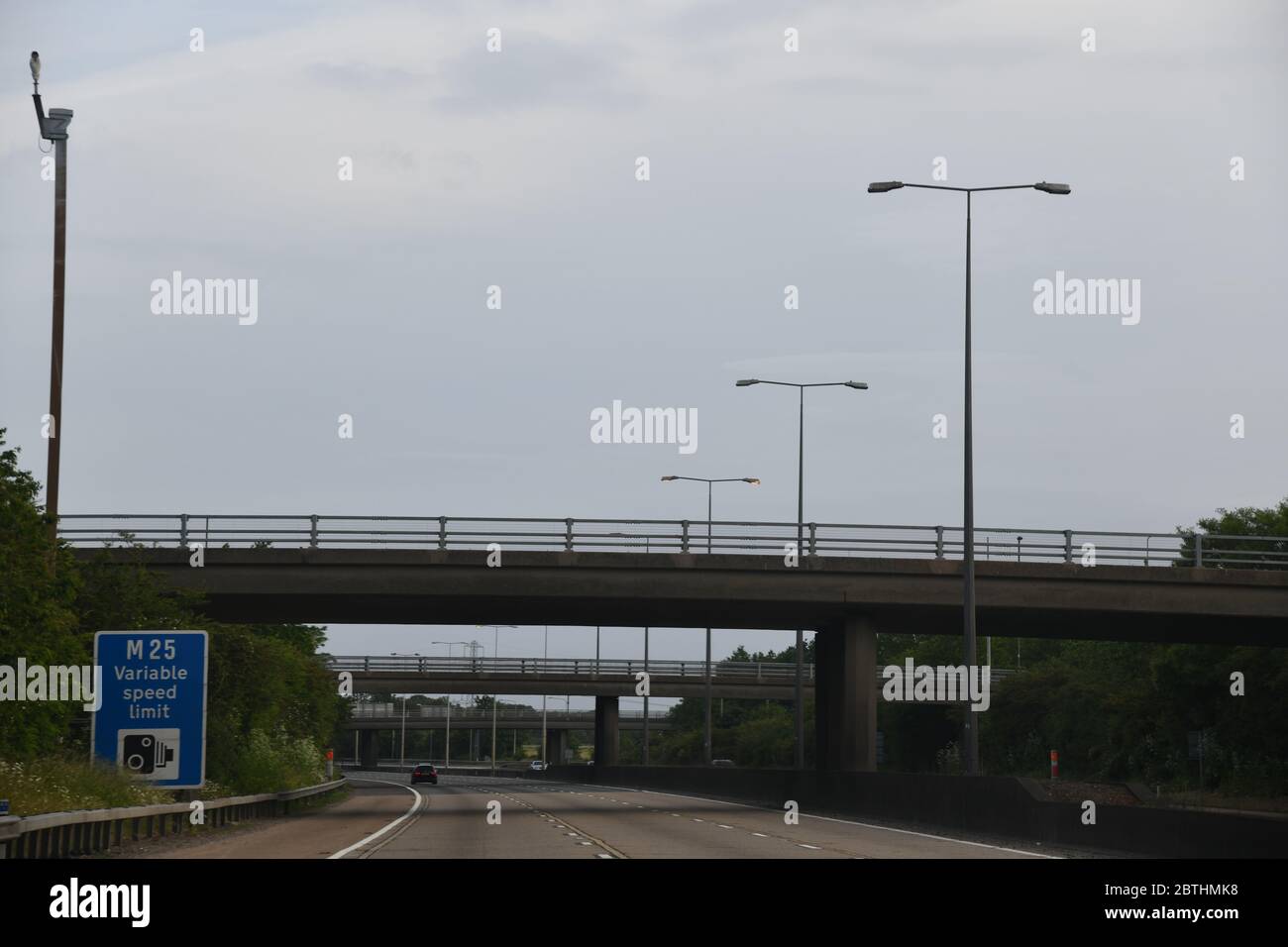 Motorway traffic and signage gantry Stock Photo - Alamy