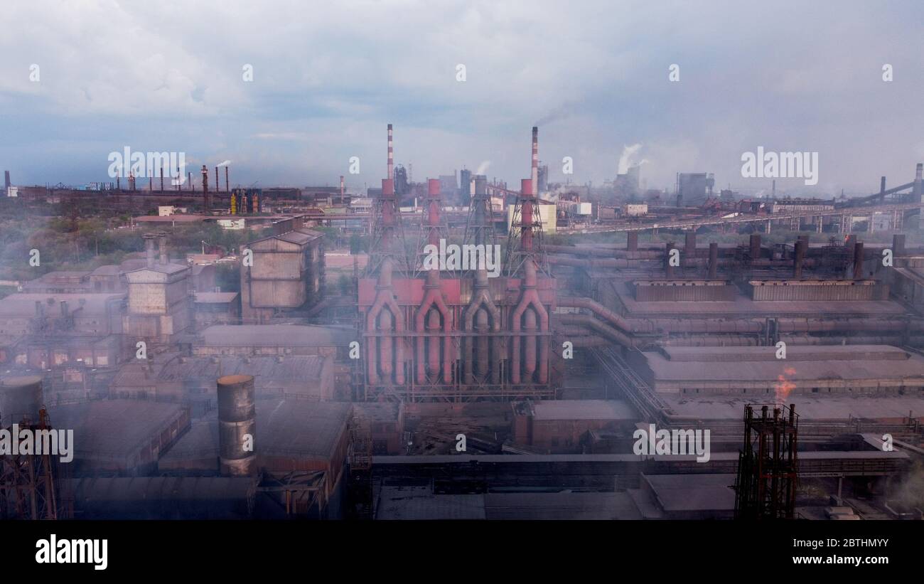 Air pollution from smoke stacks at oil refinery. chemical pipe factory ... Air pollution from smoke stacks at oil refinery. chemical pipe factory ...