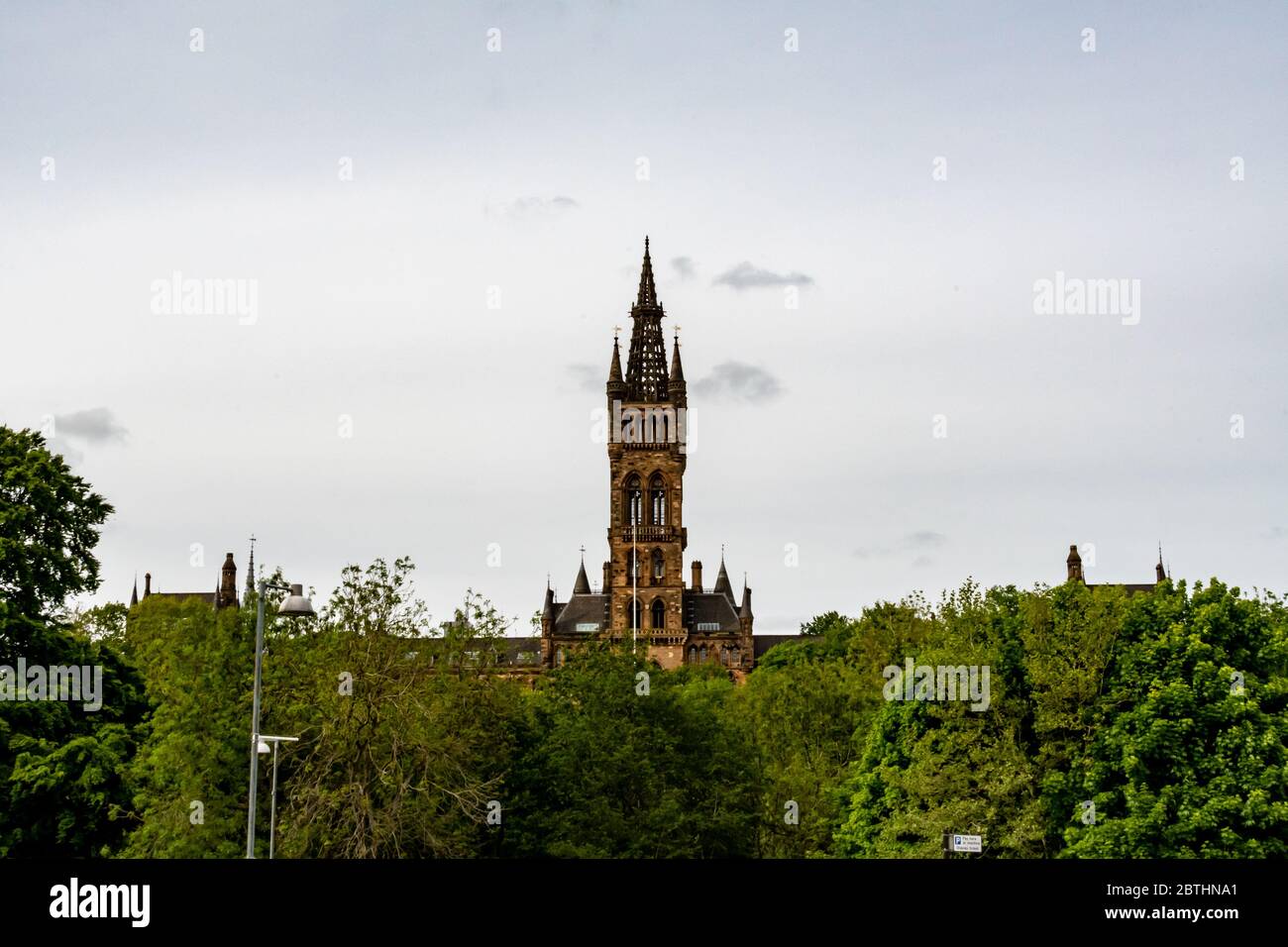 The tower of Glasgow University's main building, the Gilbert Scott ...