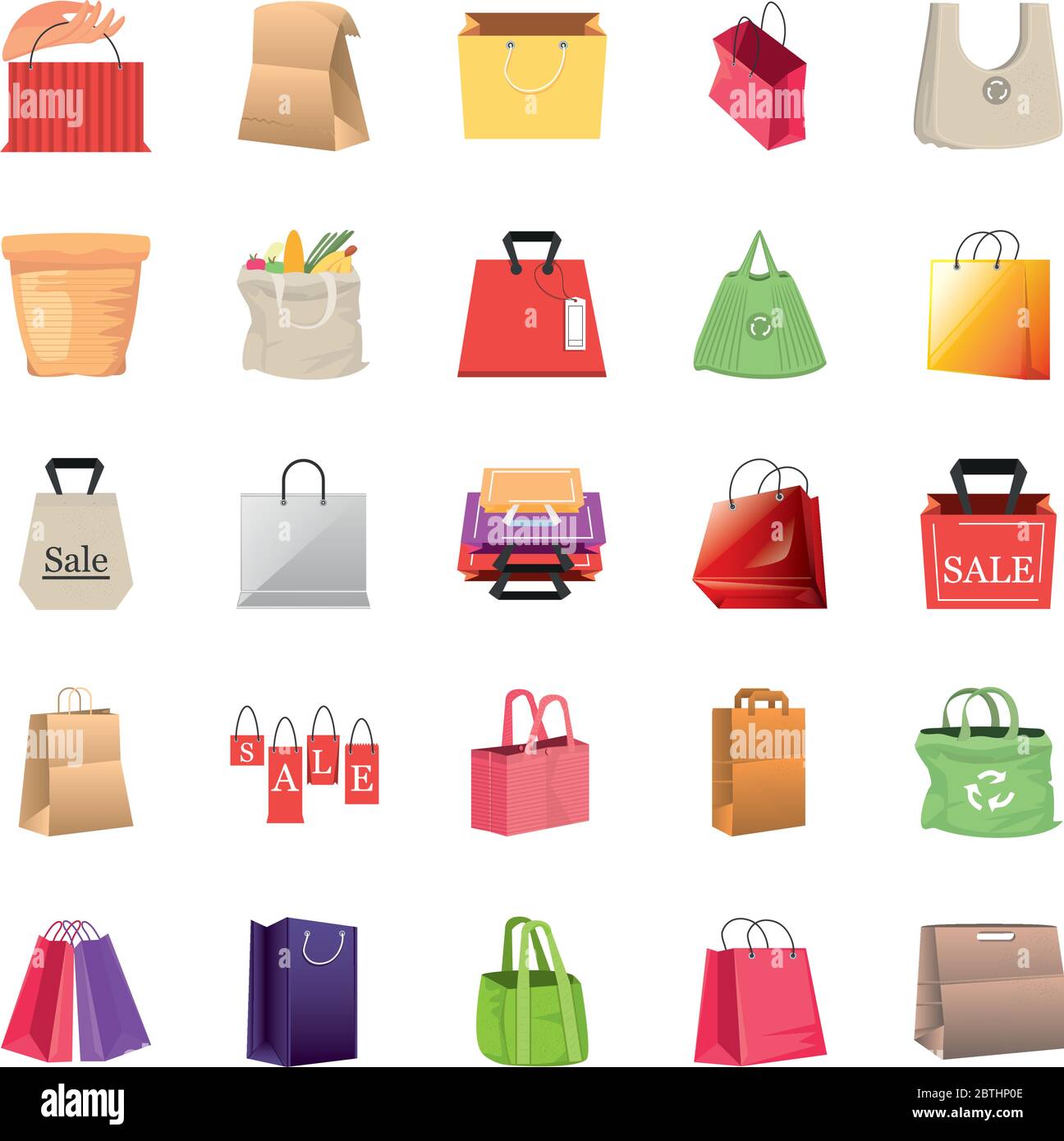set of icons shopping bags on white background vector illustration ...