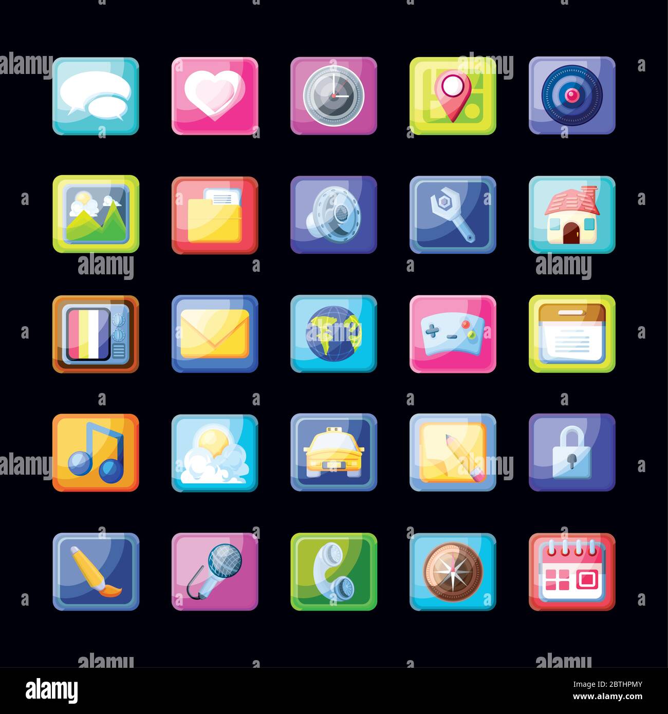 set of icons mobile app vector illustration design Stock Vector Image ...