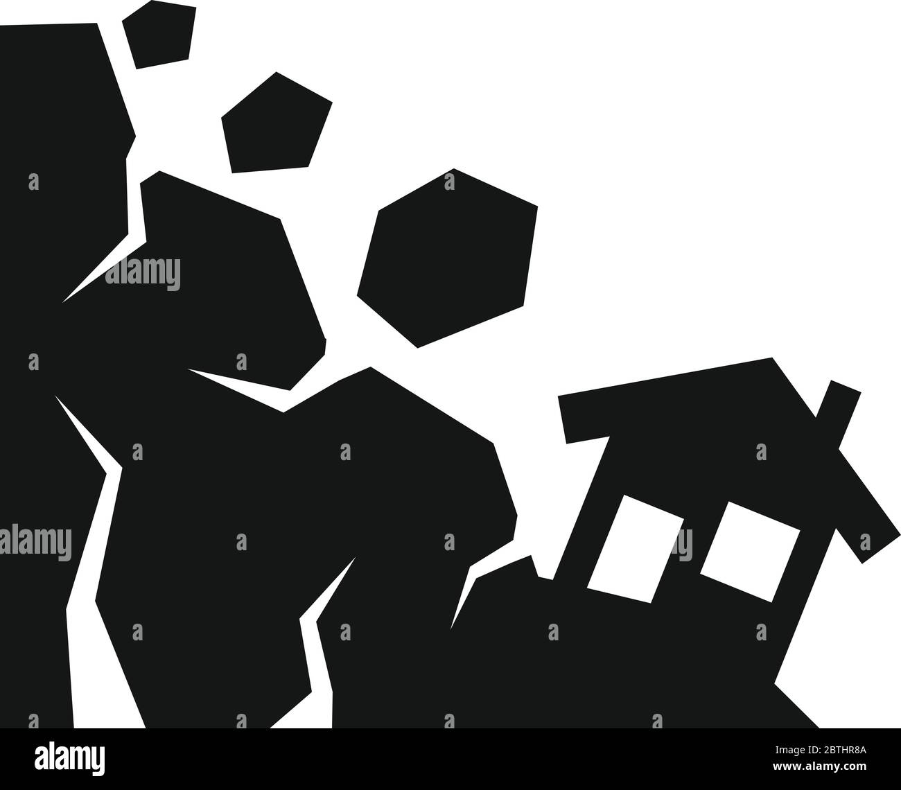 Danger landslide icon. Simple illustration of danger landslide vector ...