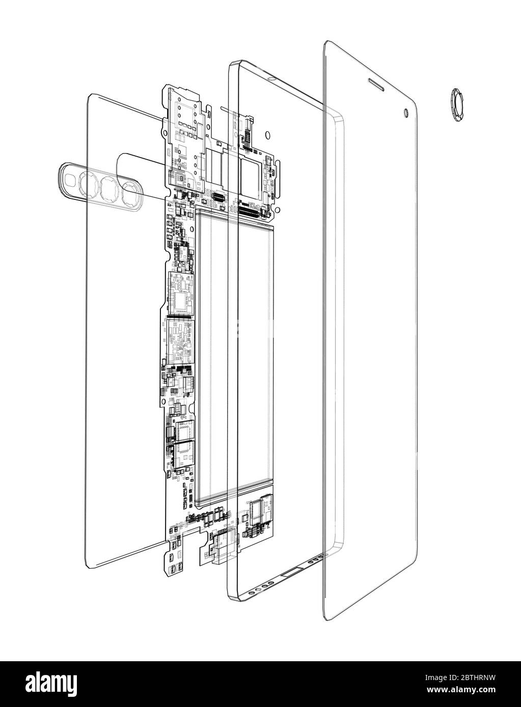 Disassembled smartphone concept outline. Vector Stock Vector Image ...